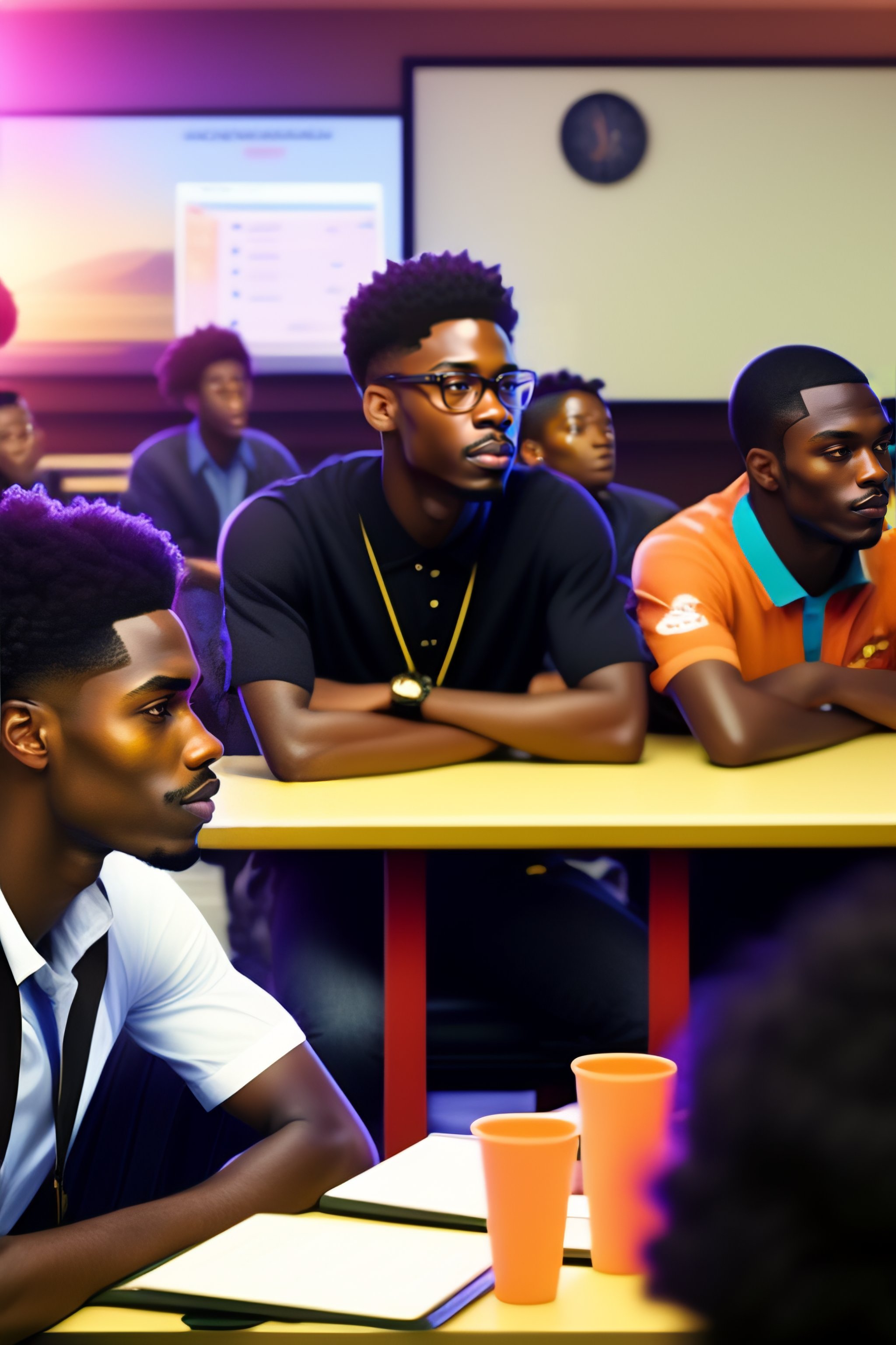 Lexica - Room full of black college students with a focus on a black ...