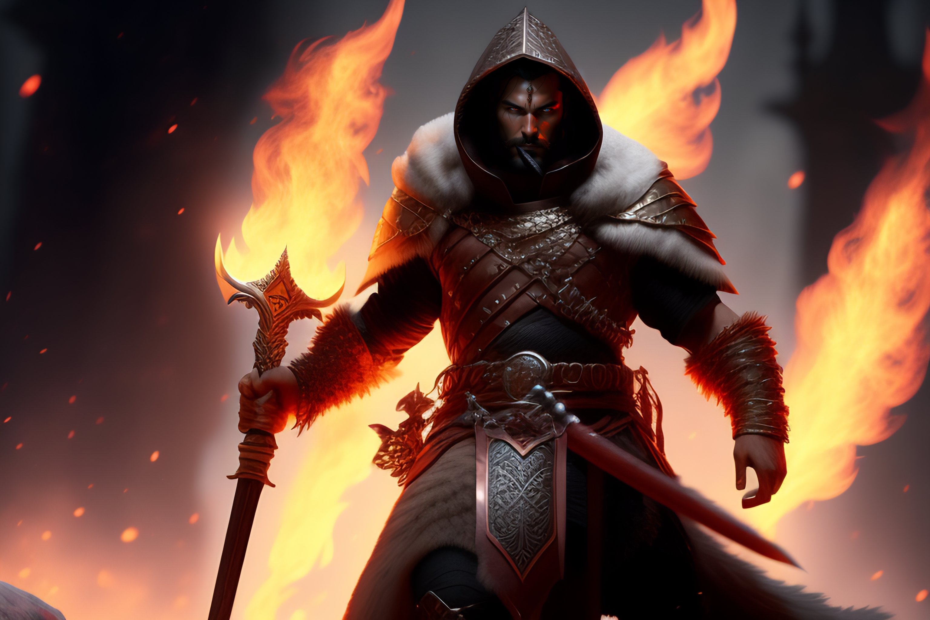 Lexica - Medieval fantasy berzerk barbarian with demonic sword in fire ...