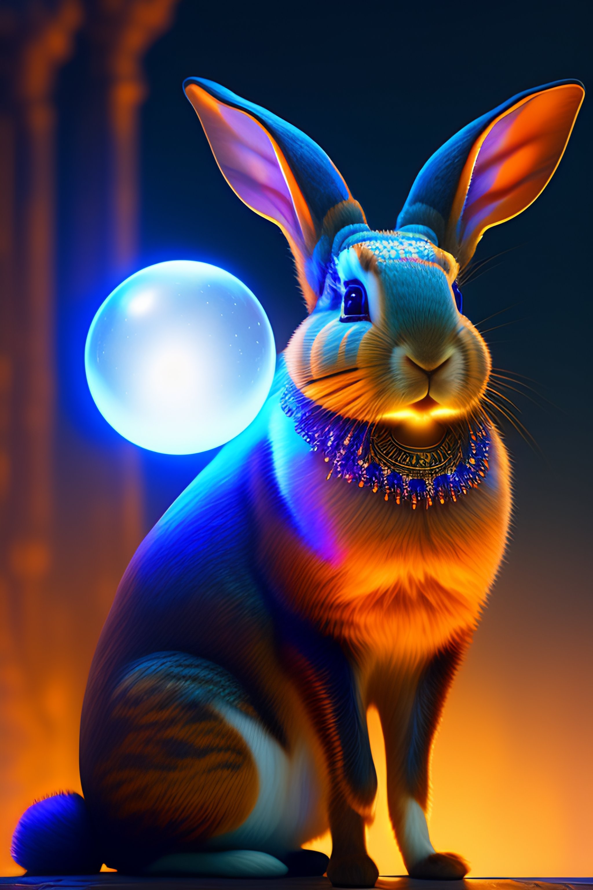 Lexica - A digital painting of a rabbit holding a glowing ball ...