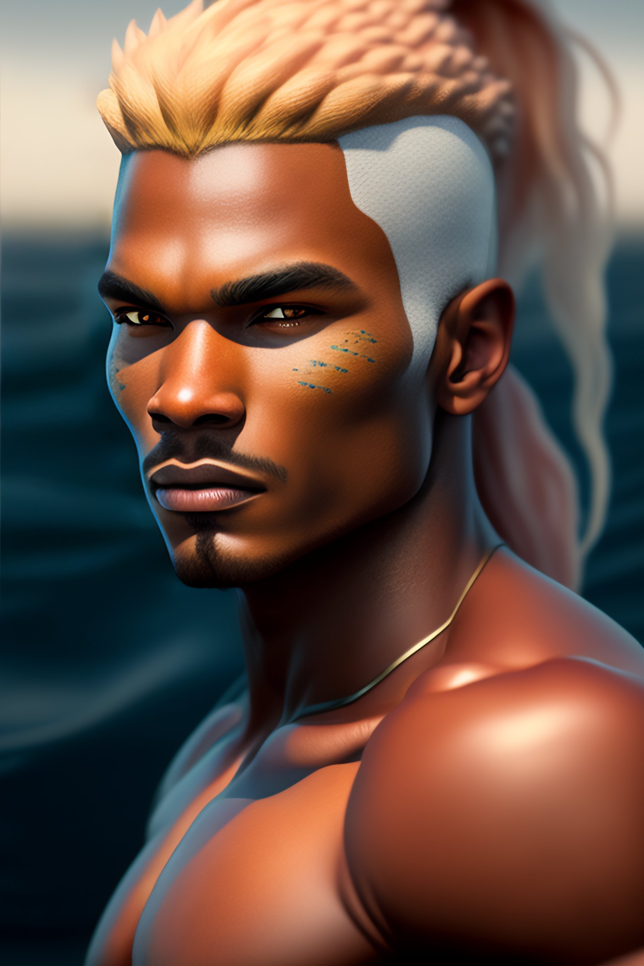 Lexica - Axolotl human, realistic, detailed, 4k, Aquaman style