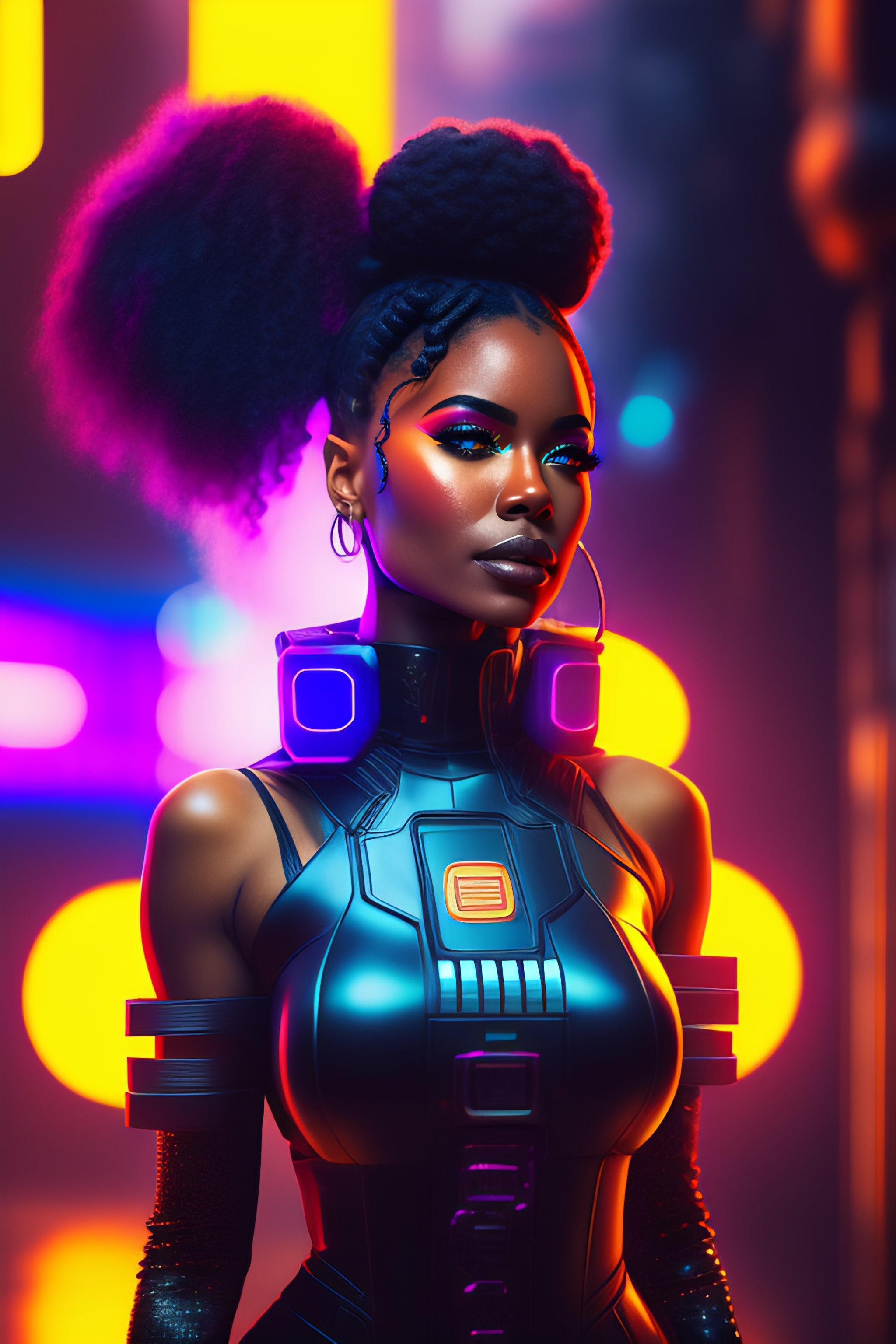 Lexica - Cuberpunk. retro futurism. neon dress. Sci-fi. future. Black ...