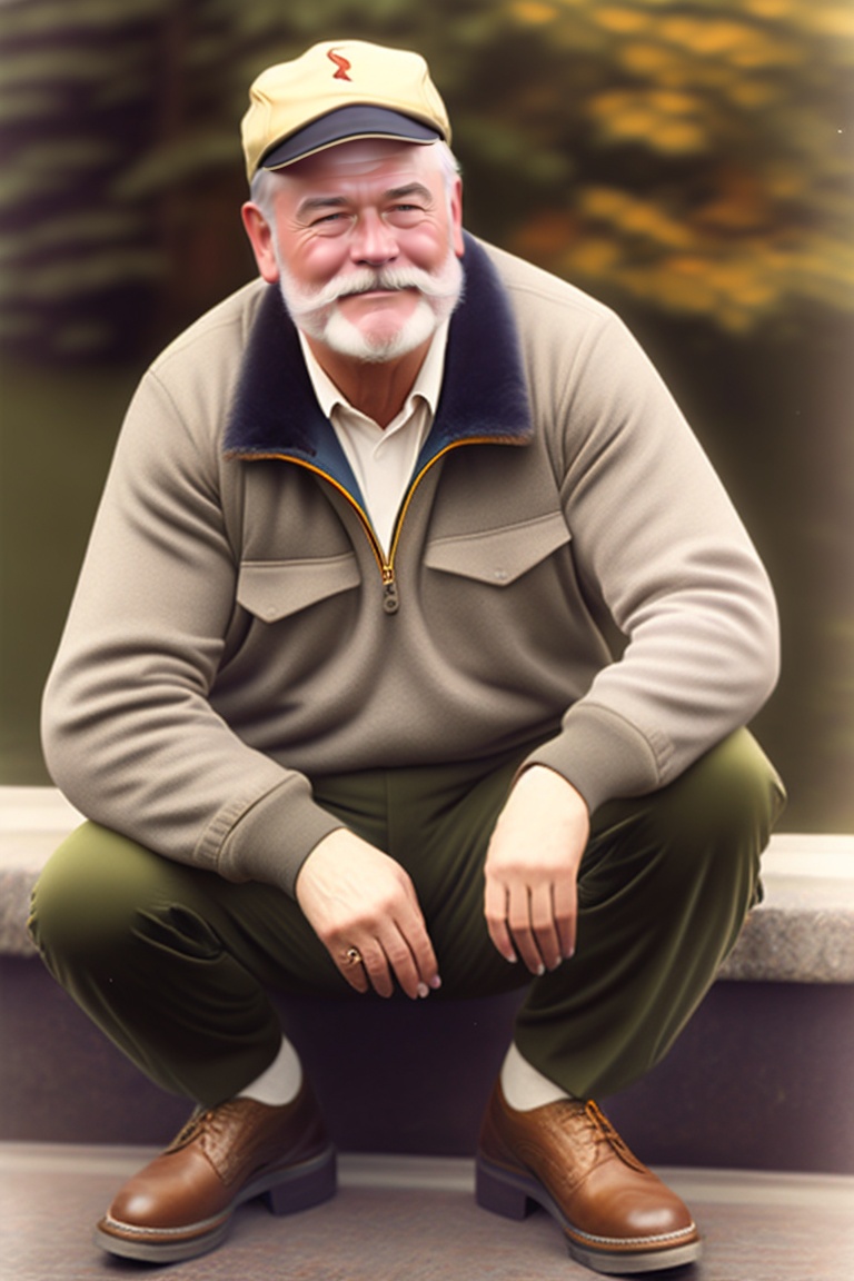 Lexica - Photo of Ernest Miller Hemingway in a sports cap, sweatpants ...