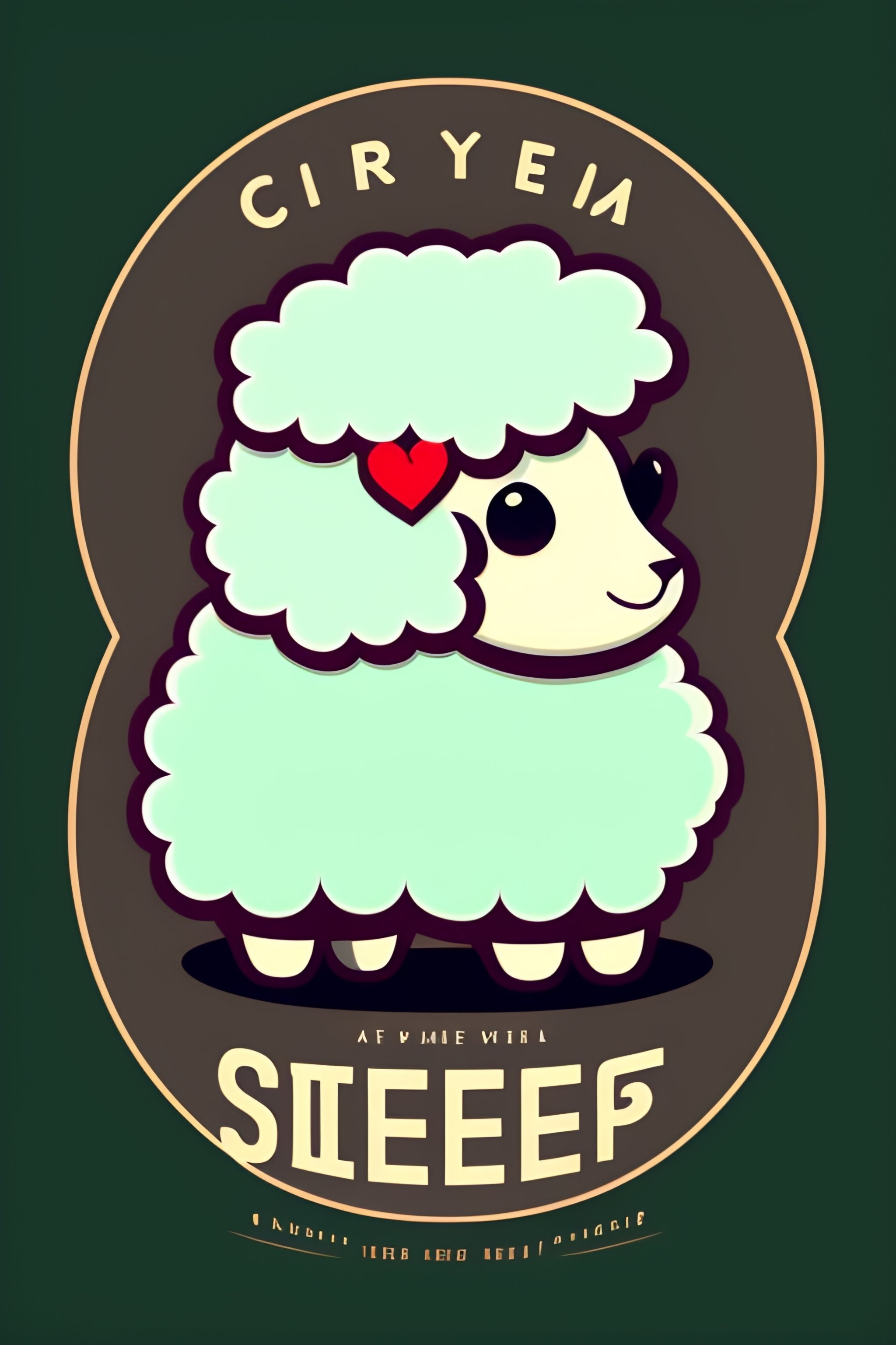 Lexica - Cute sleep sheep chibi cartone style , mint tone, logo