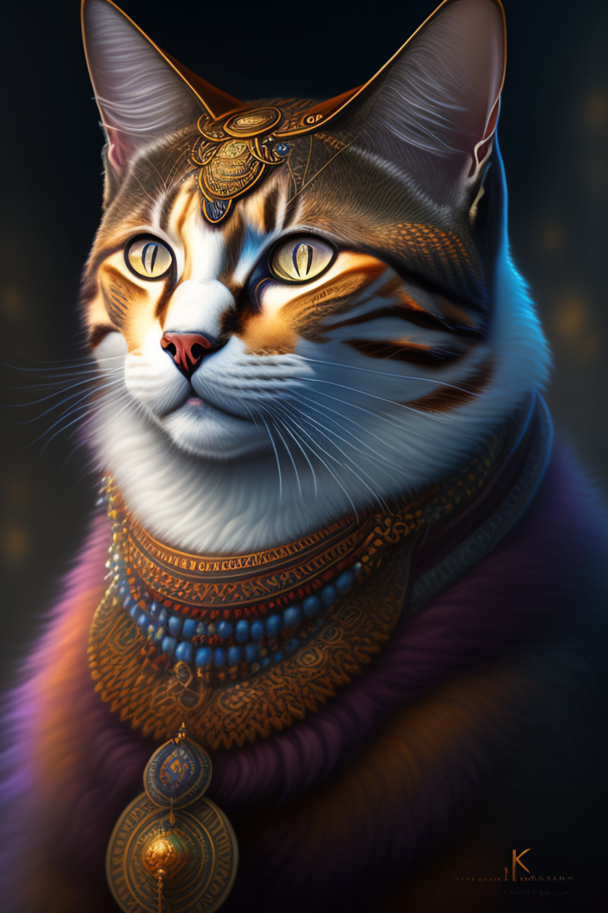 Lexica - A digital painting of a cat shaman, inspired by tomasz alen ...