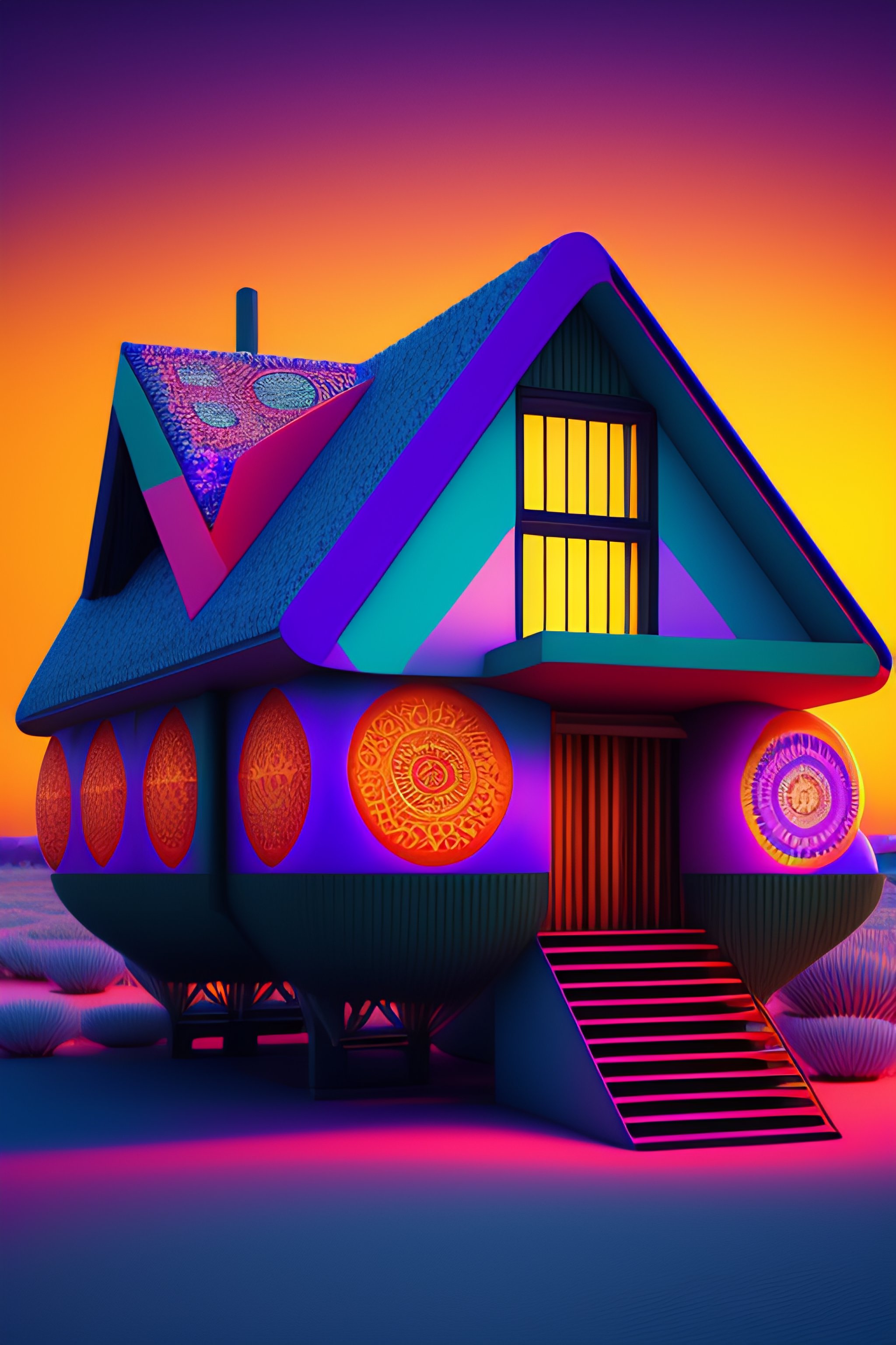 Lexica - The most psychedelic geometric patterned house imaginable ...