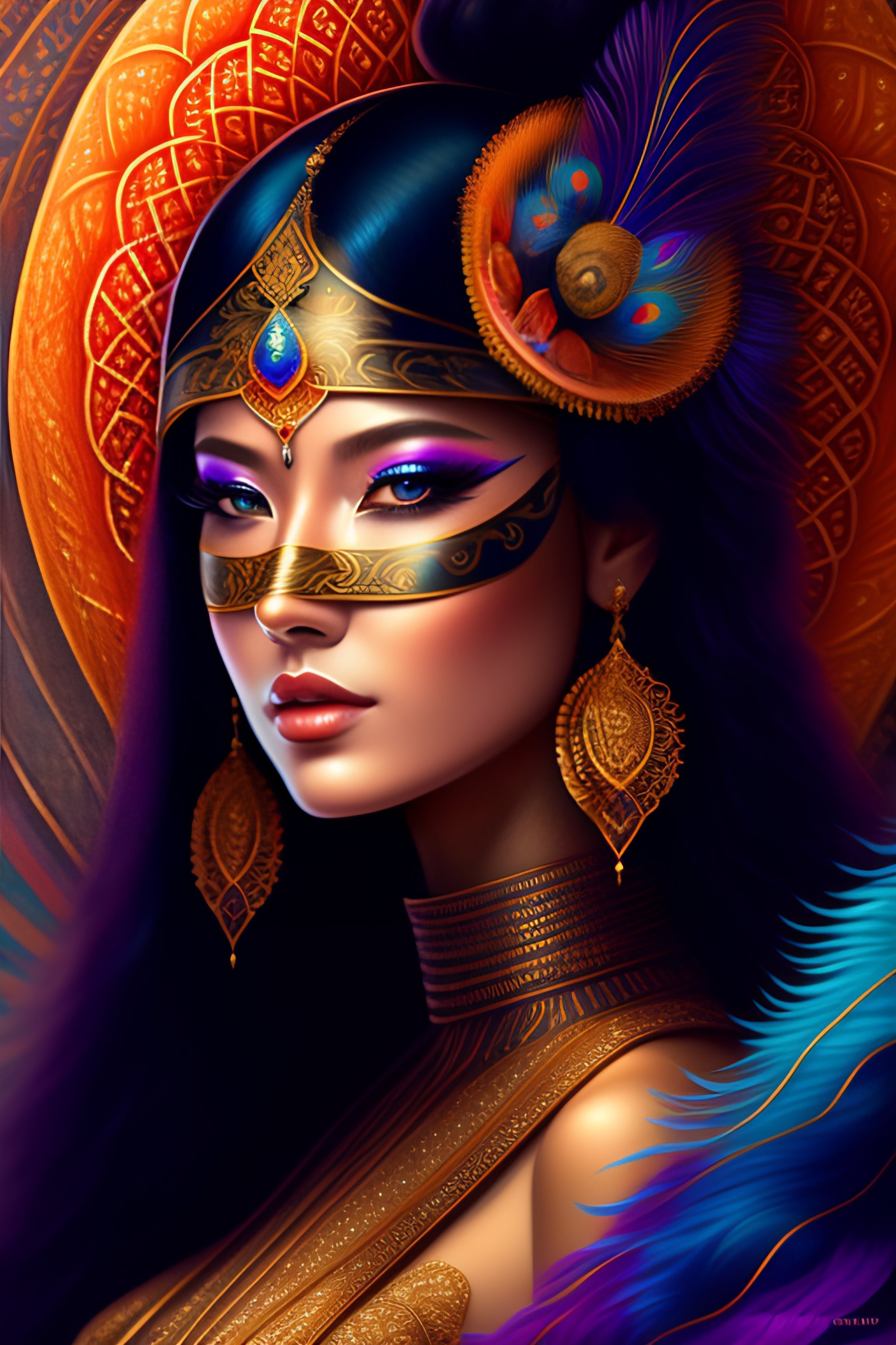 Lexica - Centered detailed portrait of a masked woman wearing a ...