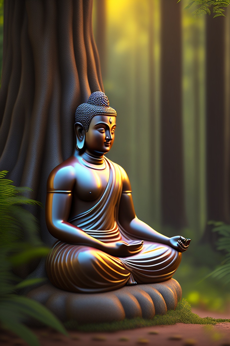 Lexica - Gowtham buddha, meditating mocks, under big tree, forest ...