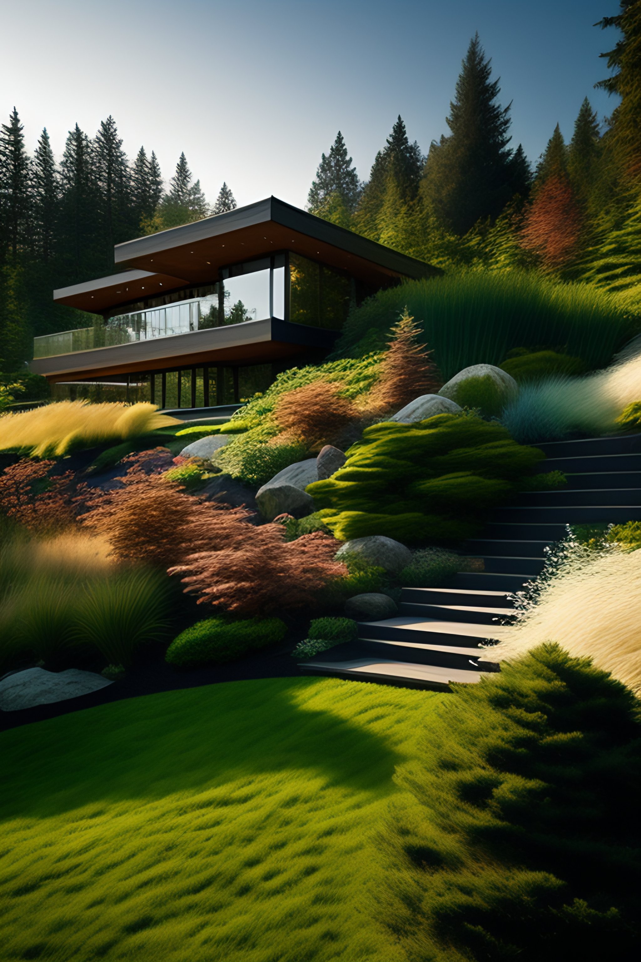 Lexica - Stunning steep hillside pacific northwest landscape design ...