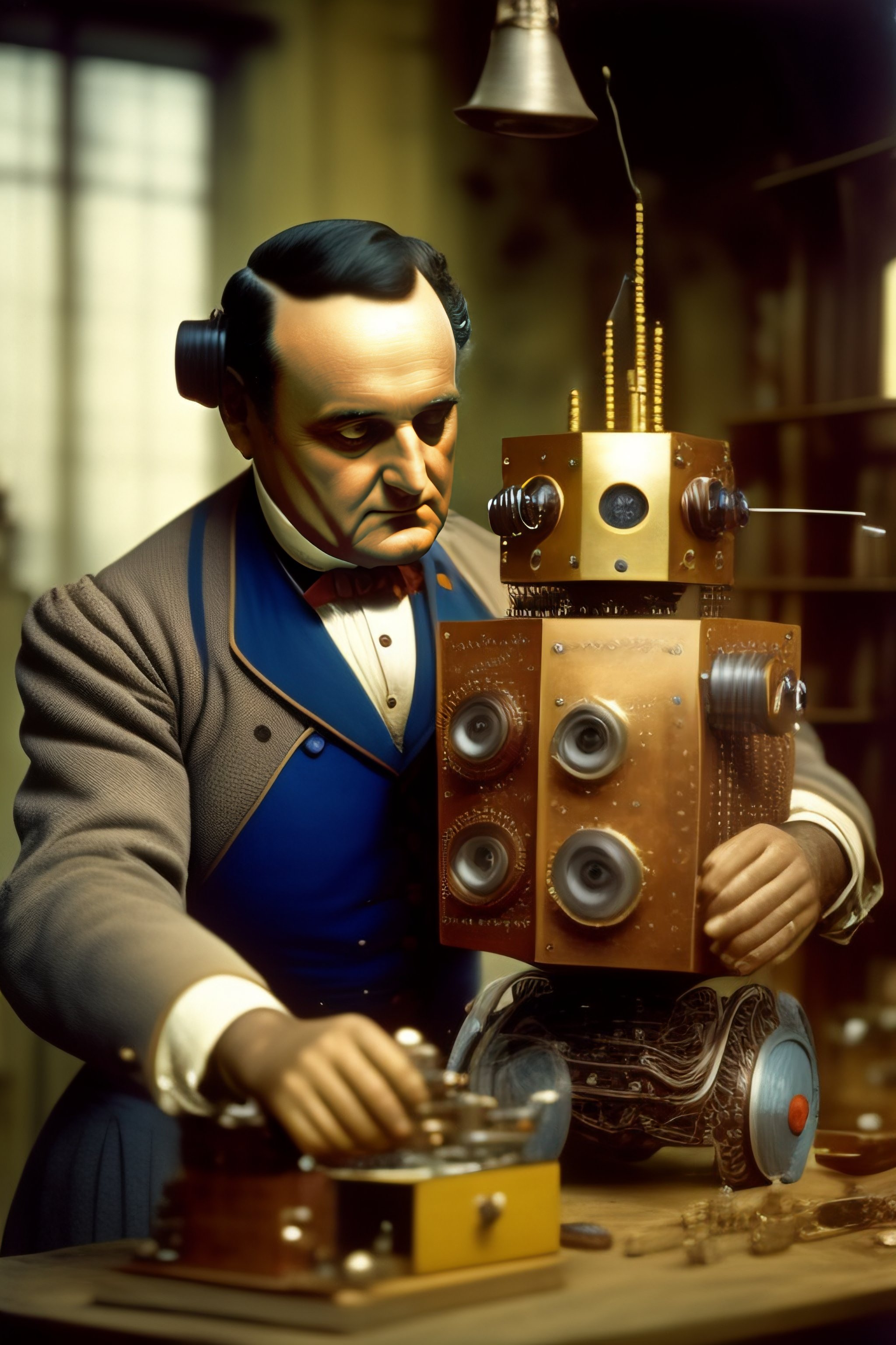 Lexica - A photo of Charles Babbage building a robot by Philippe ...