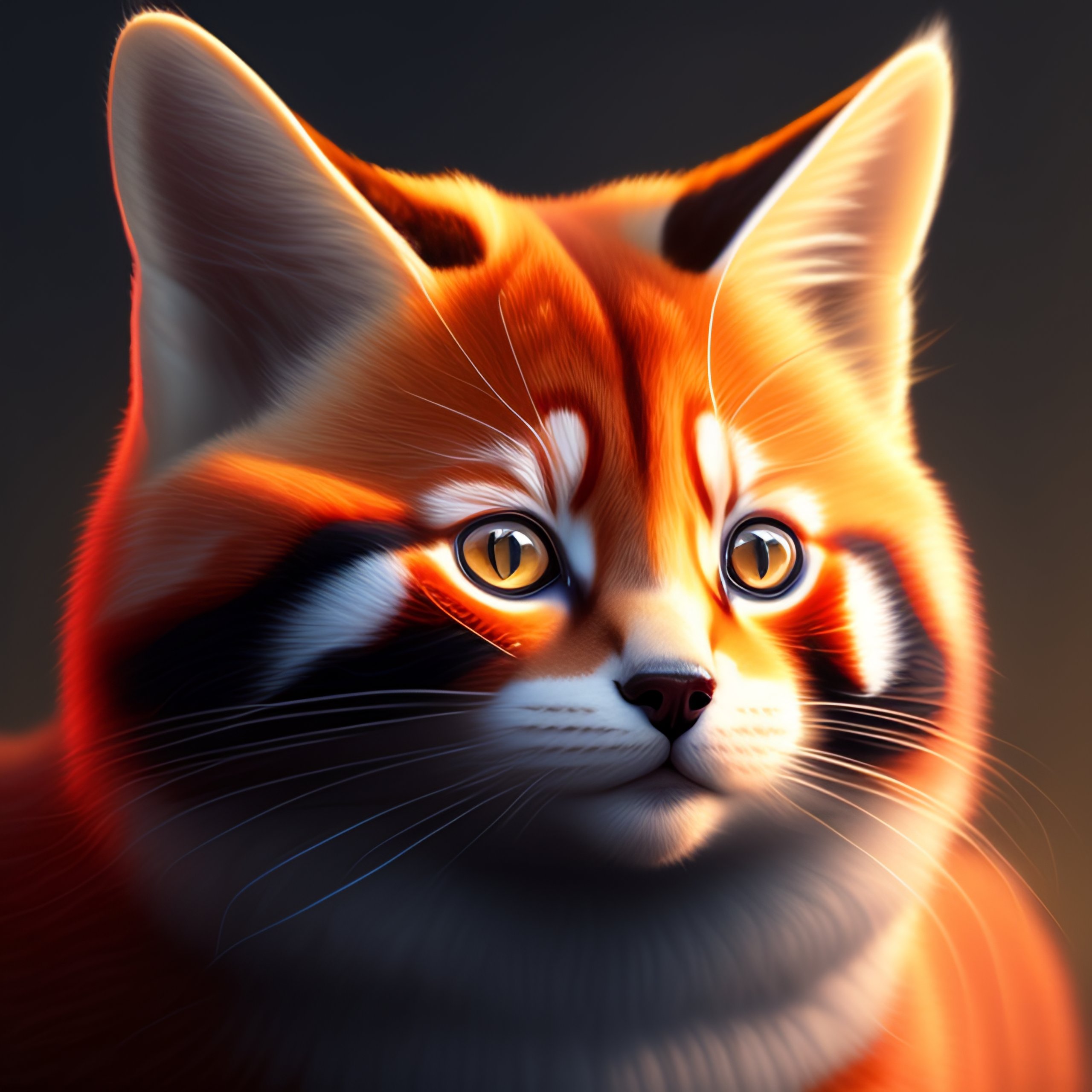 Lexica - Adorable cat with red panda face, low detail, devinart ...