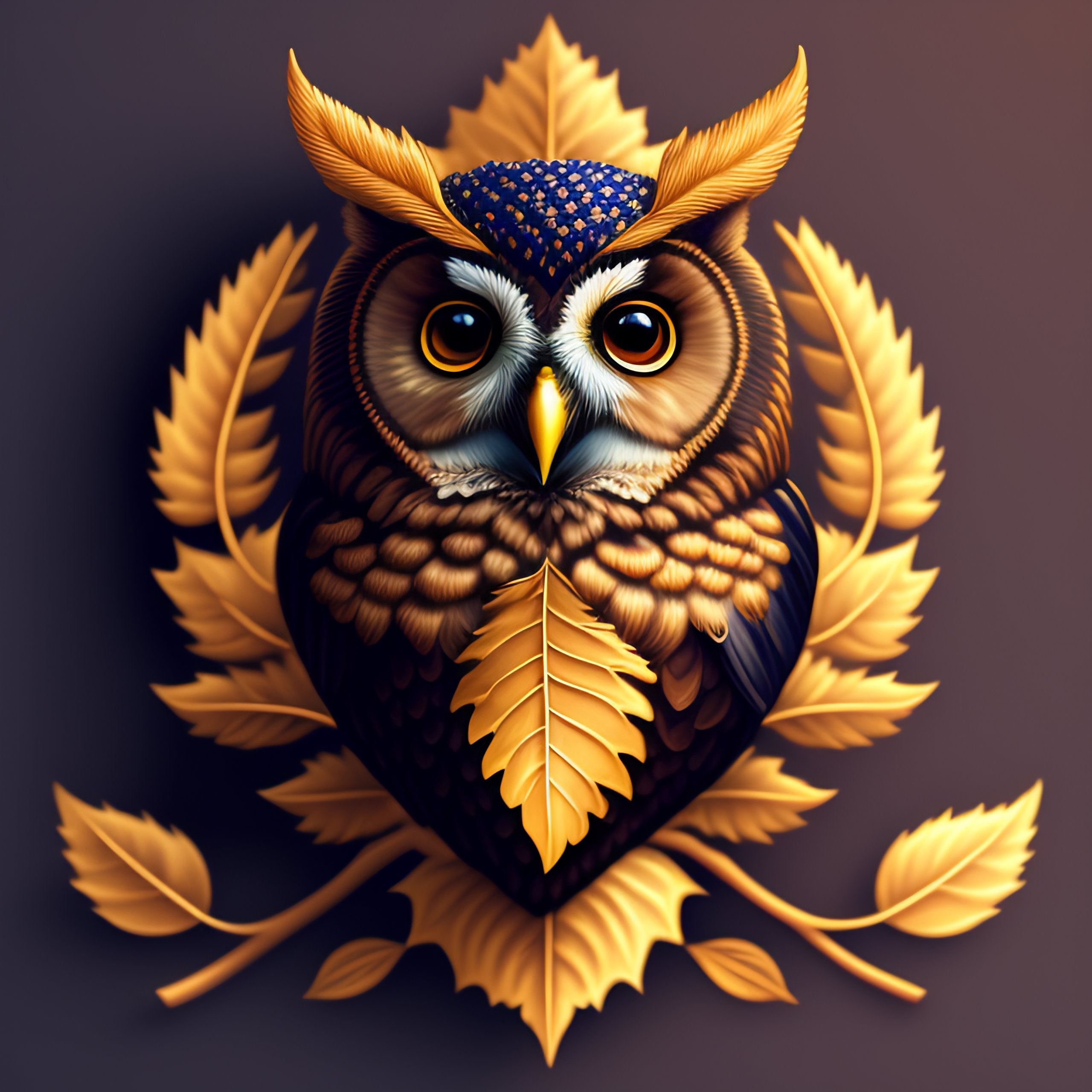 Lexica - The heraldic, very simple, smart owl and oak leaves, highly ...