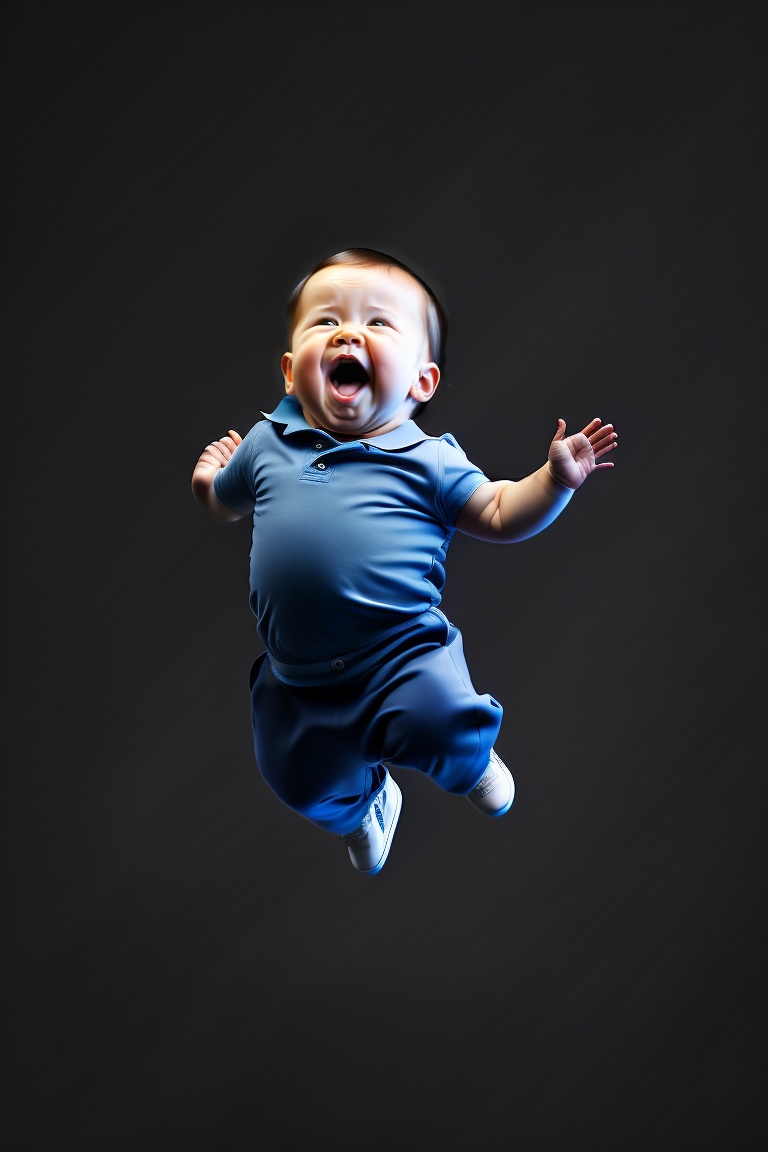 Lexica - Child falling, hands up, black background