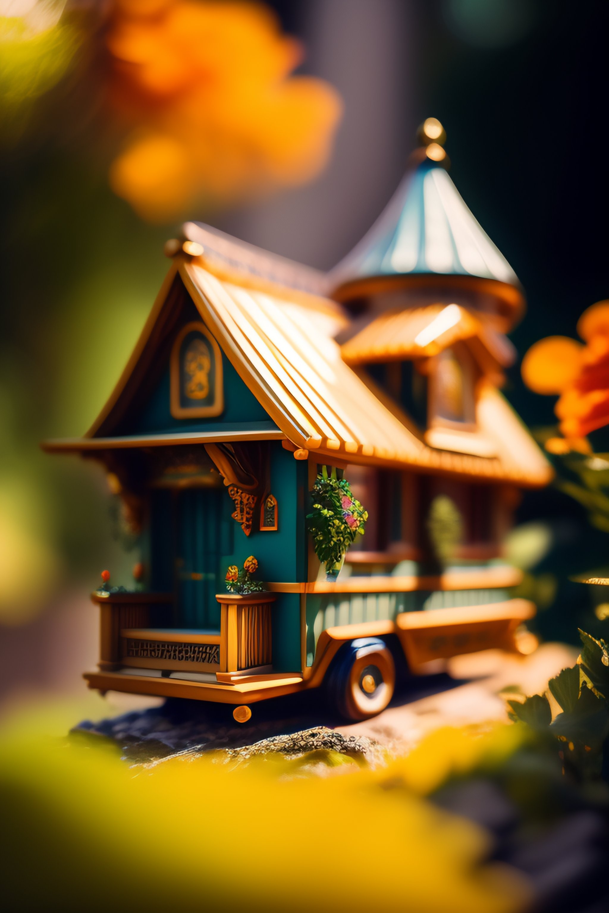 Lexica - Tiny macro photo of a tiny house on a leaf, diorama, nikon ...