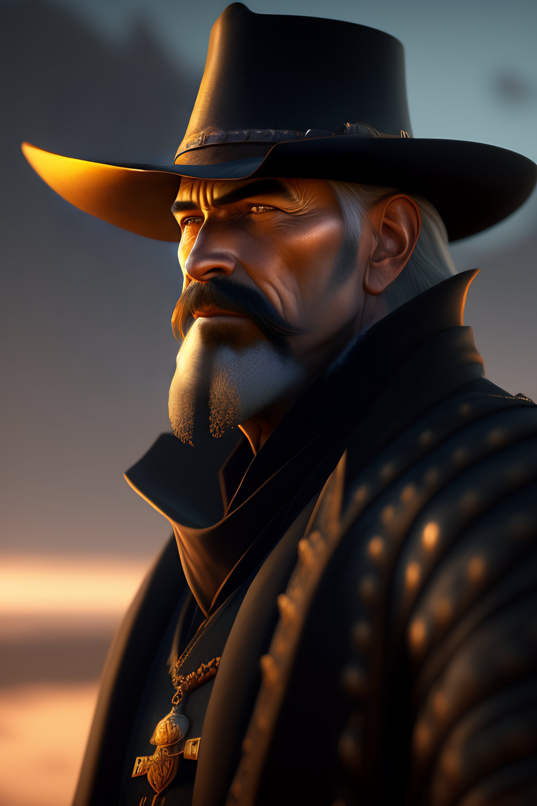 Lexica - Wild west portrait of a undertaker old man in black duster ...