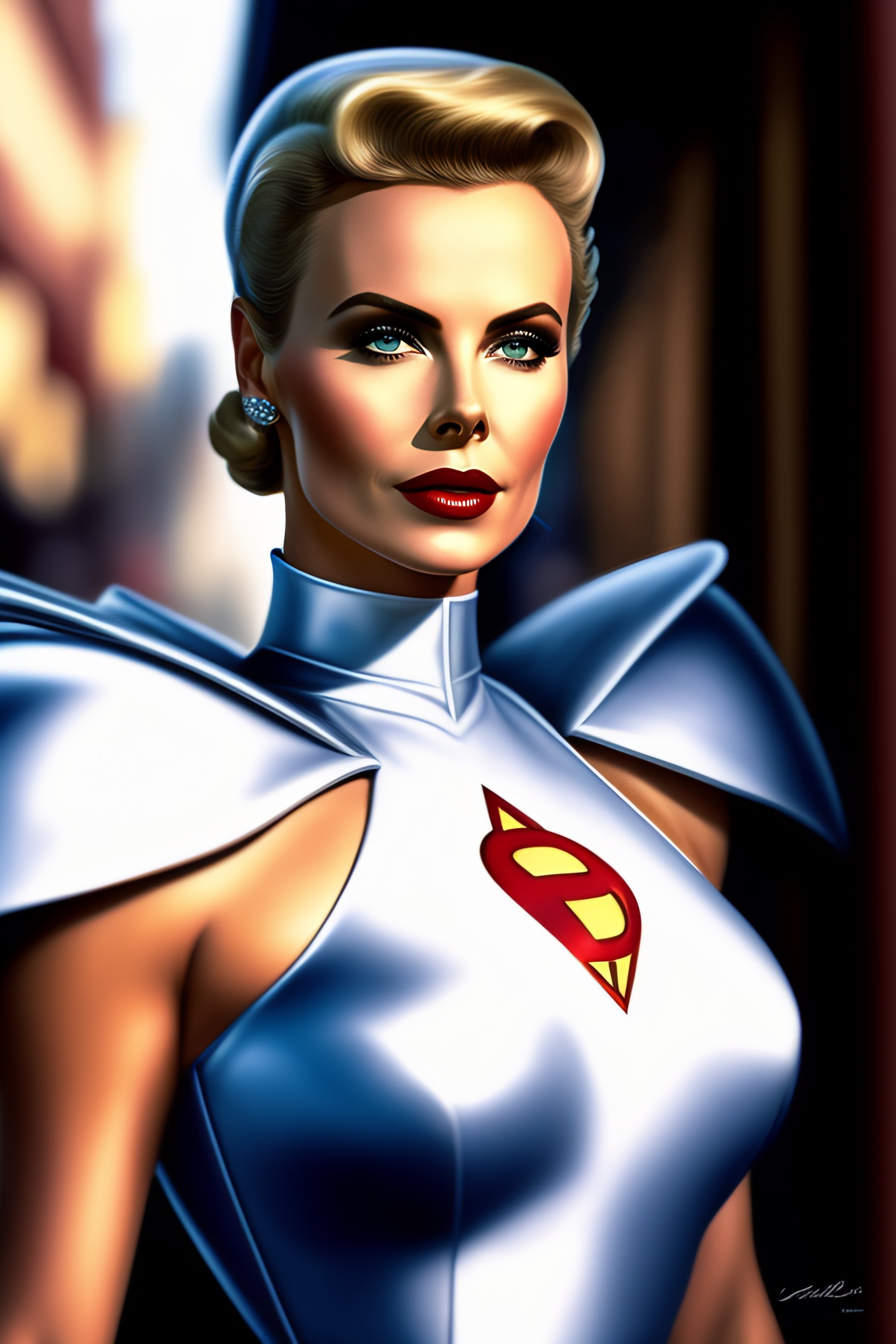 Lexica - 1950s style portrait, Charlize Theron as superhero Emma Frost ...