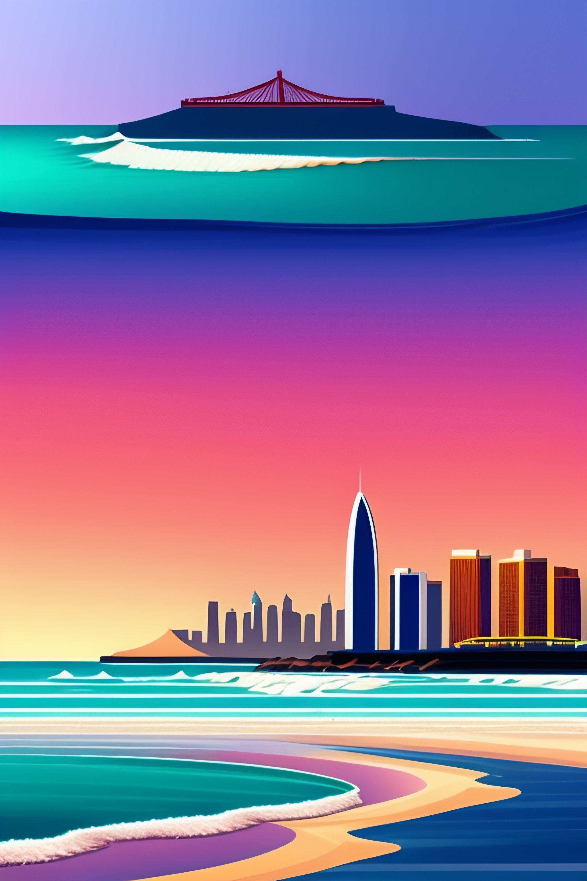 Lexica - In a vector style create Atlantic city including the beach ...