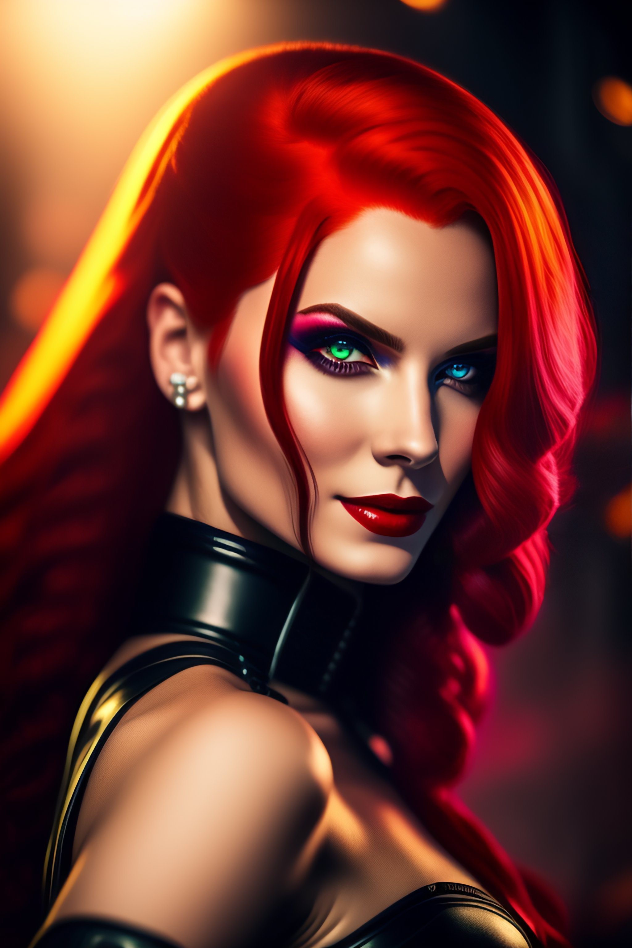Lexica - Cinematic light, crazy girl, red eyes, evil grin, jinx, league ...