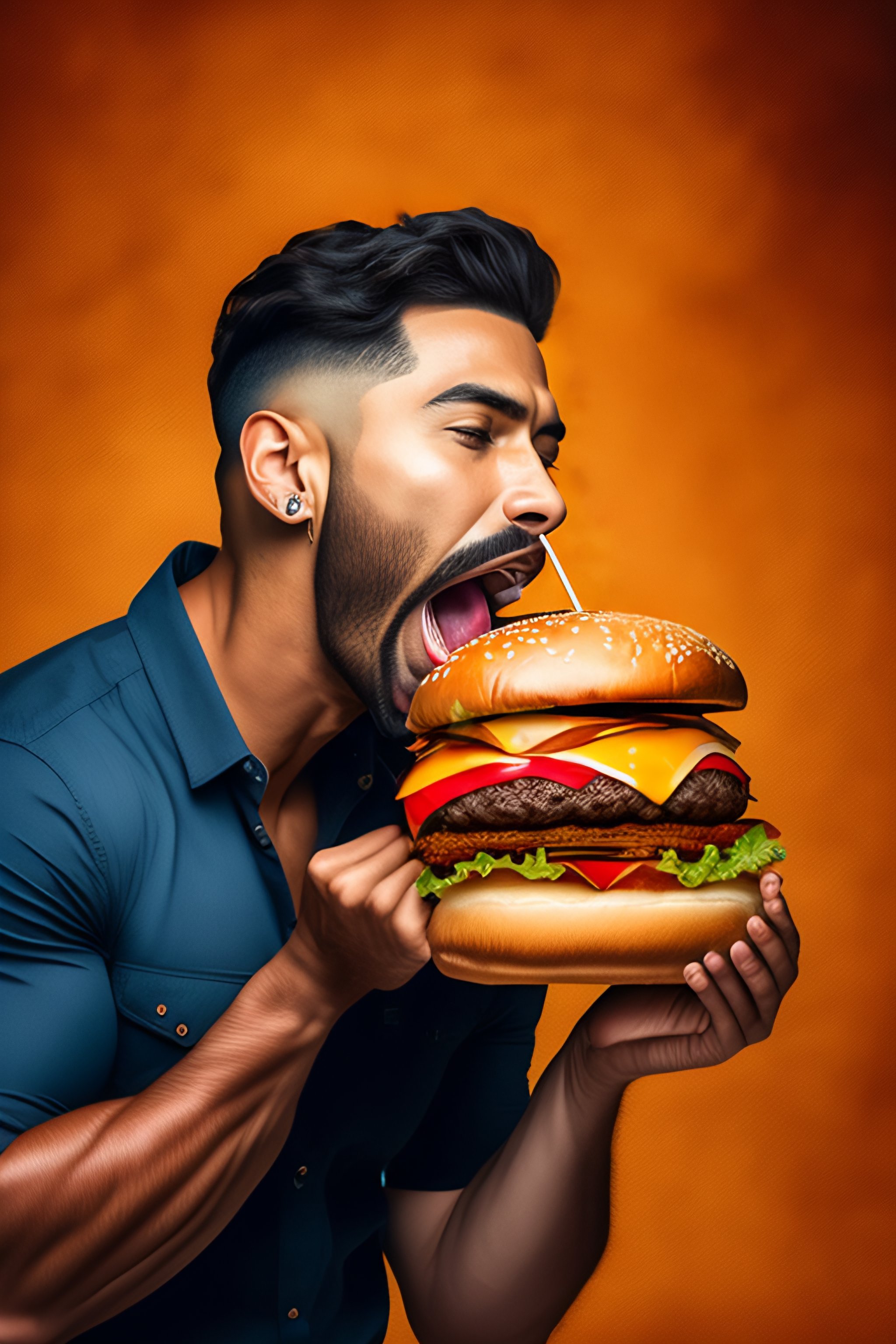 Lexica - A man eating burger