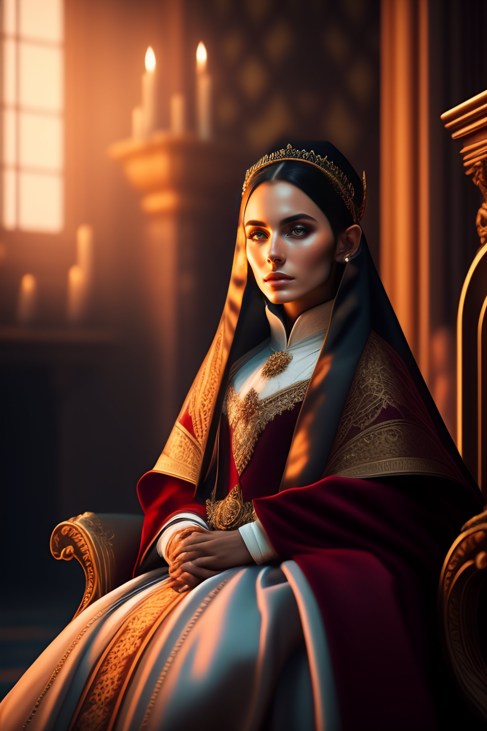 Lexica - Vampire girl, wearing elegant ancient robe, sits in a chair ...