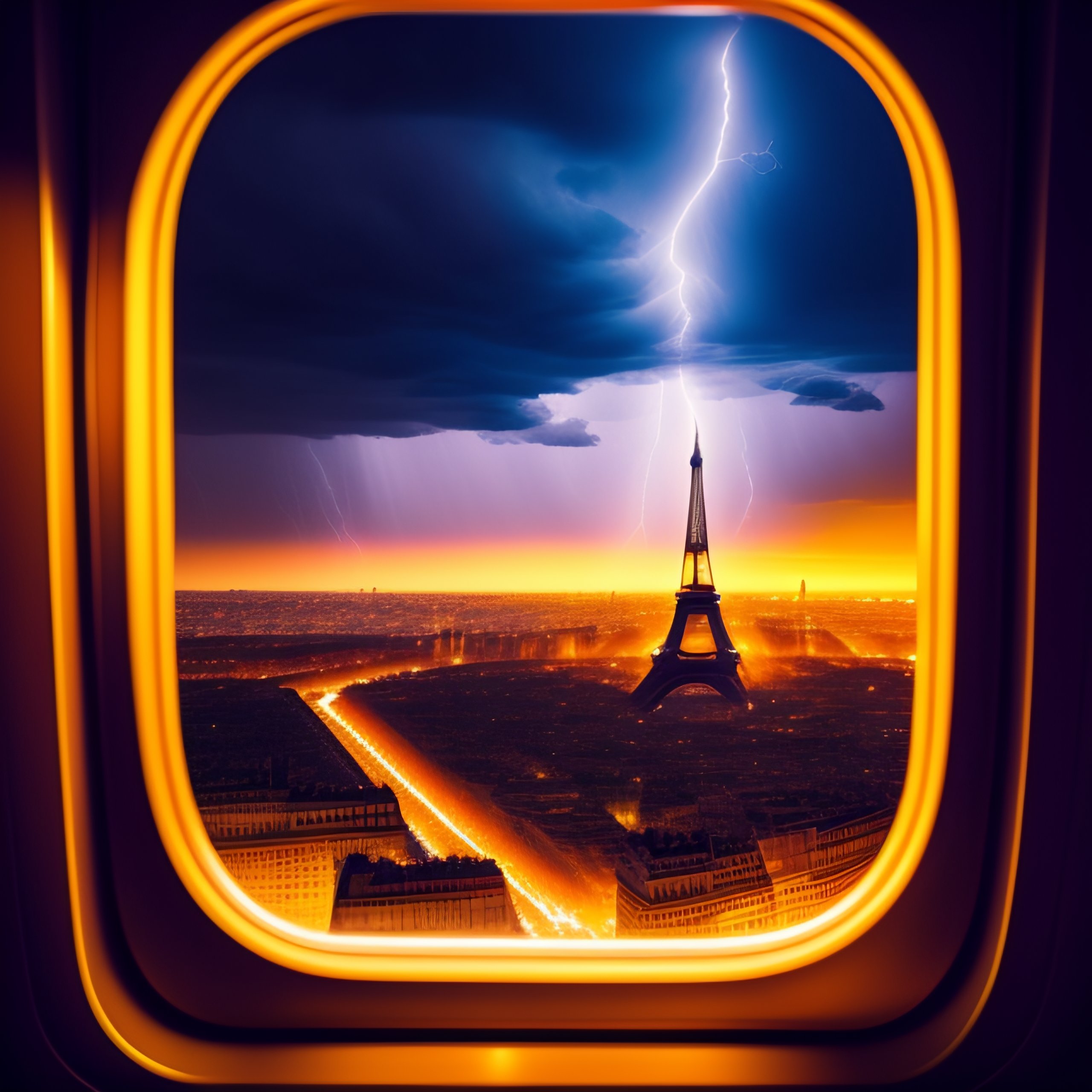 Lexica - Illustration of the view from a plane window with Eiffel tower ...