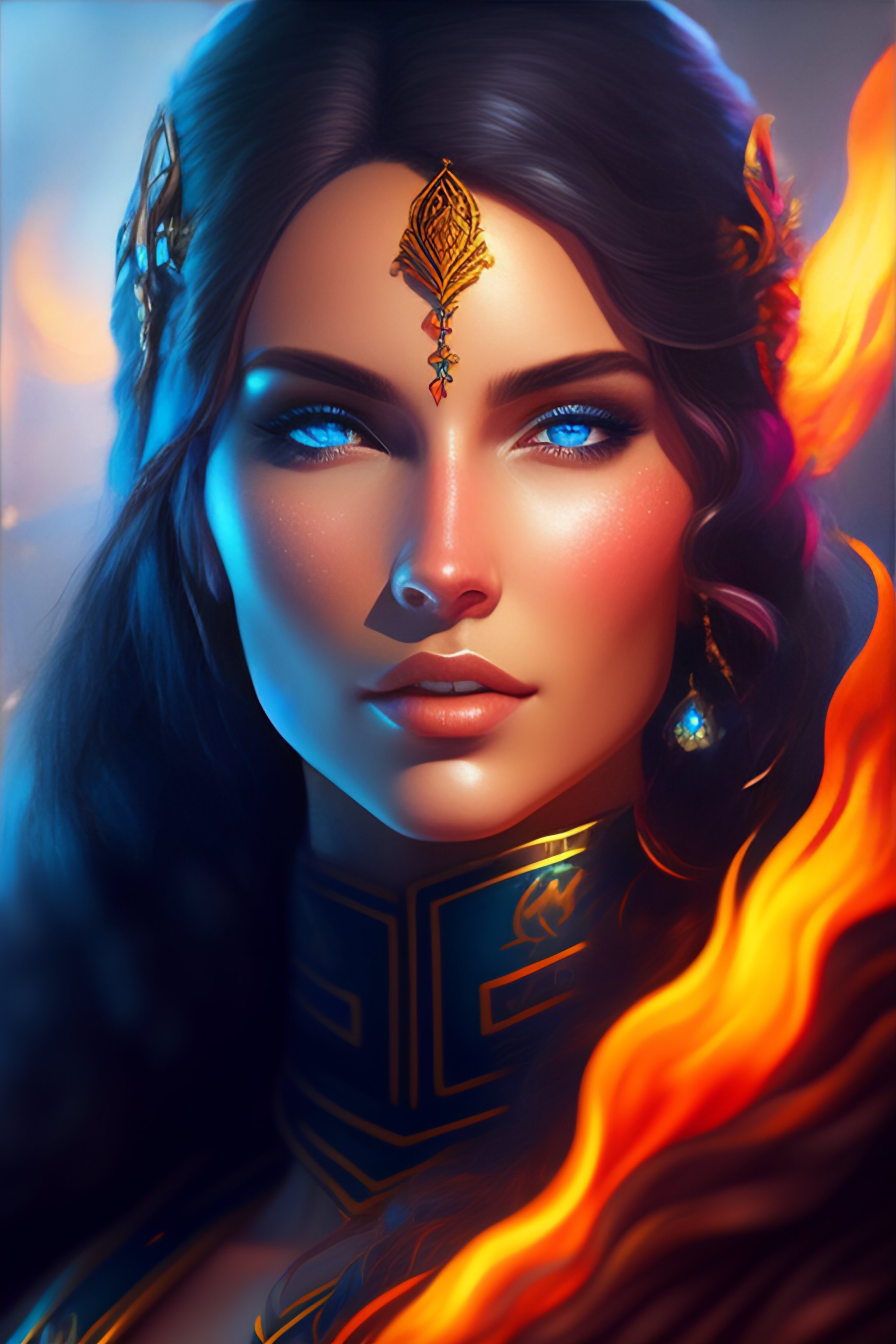 Lexica - Portrait of a beautiful woman surrounded by fire, portrait of ...