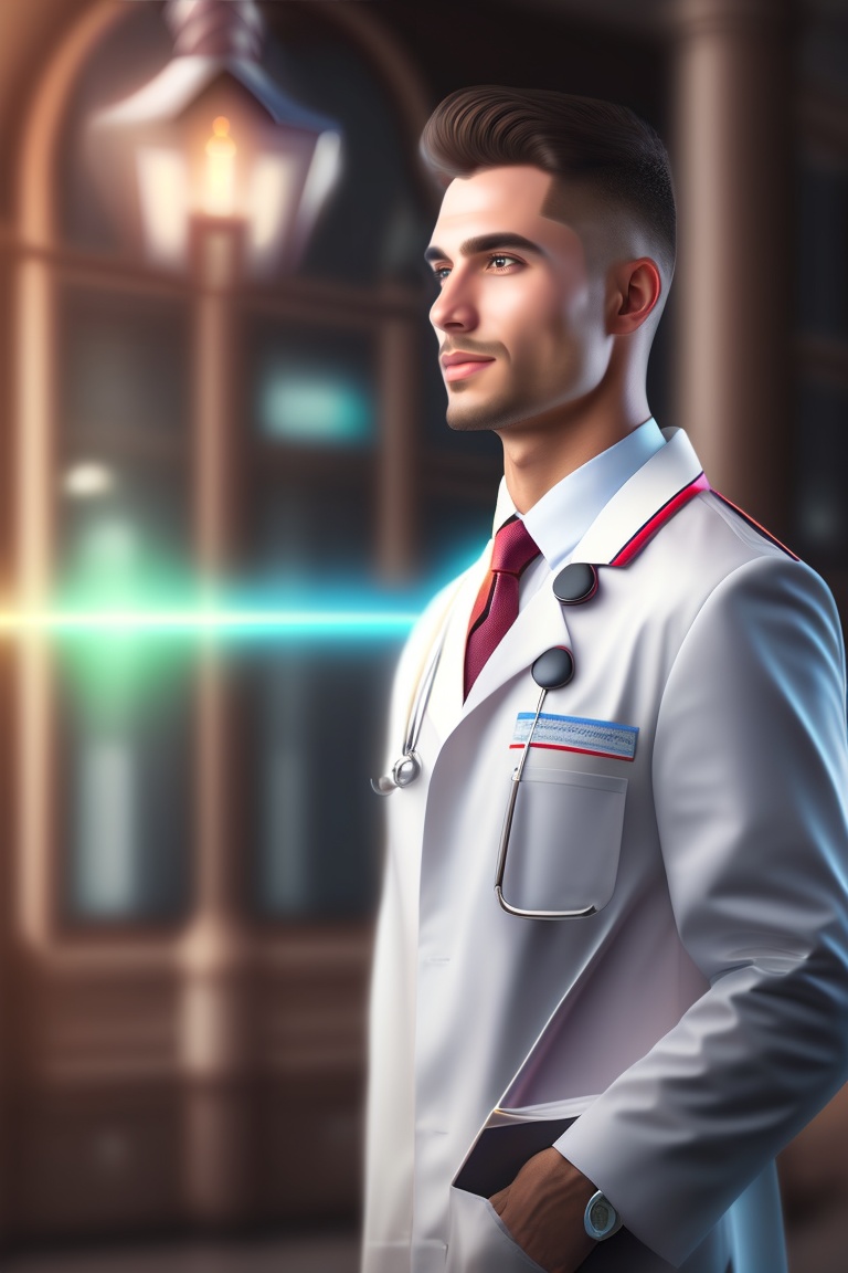 Lexica - Photo of a male doctor realistic wearing a doctor coat sharp ...