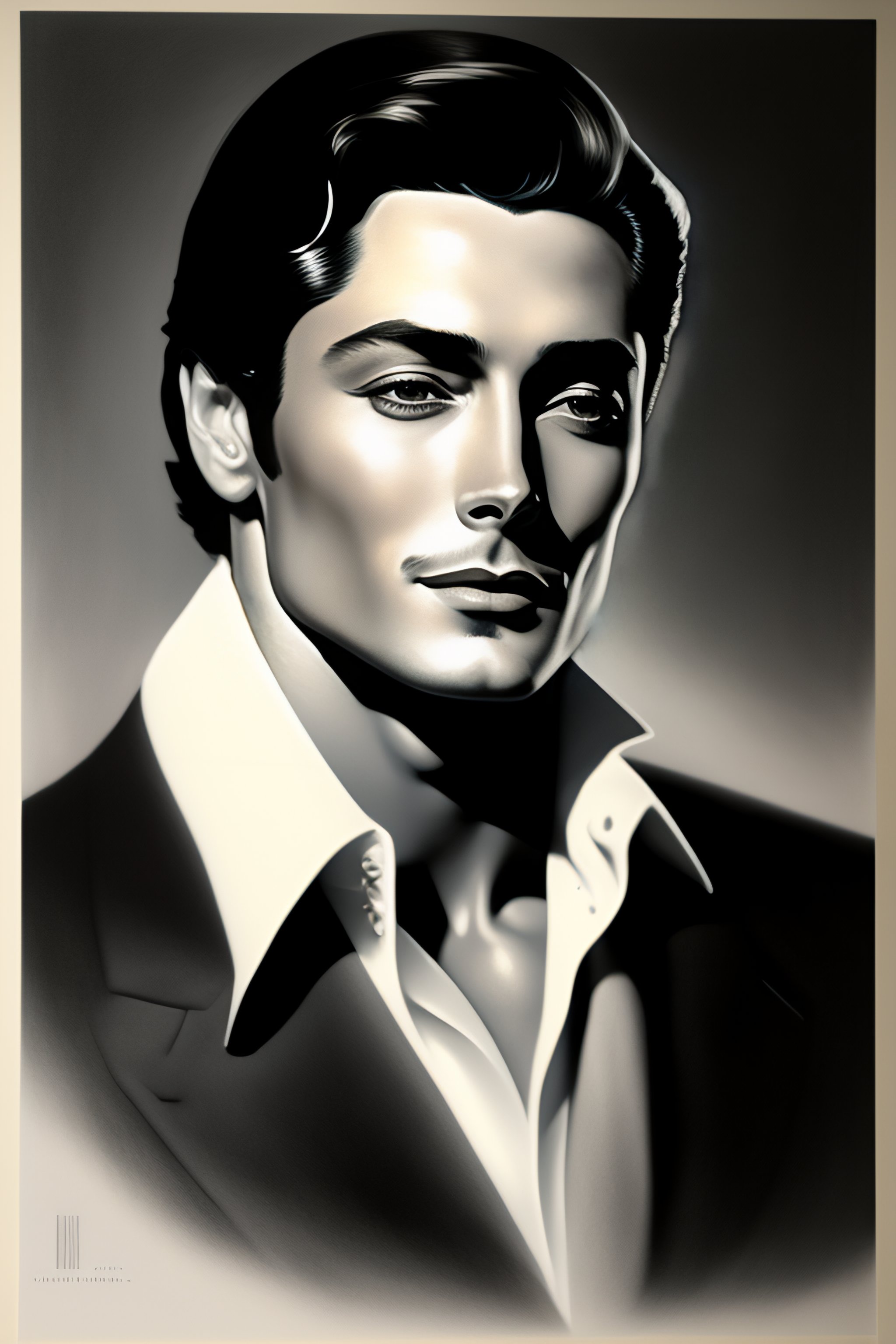Lexica - Charcoal drawing of alain delon, by Jon Whitcomb