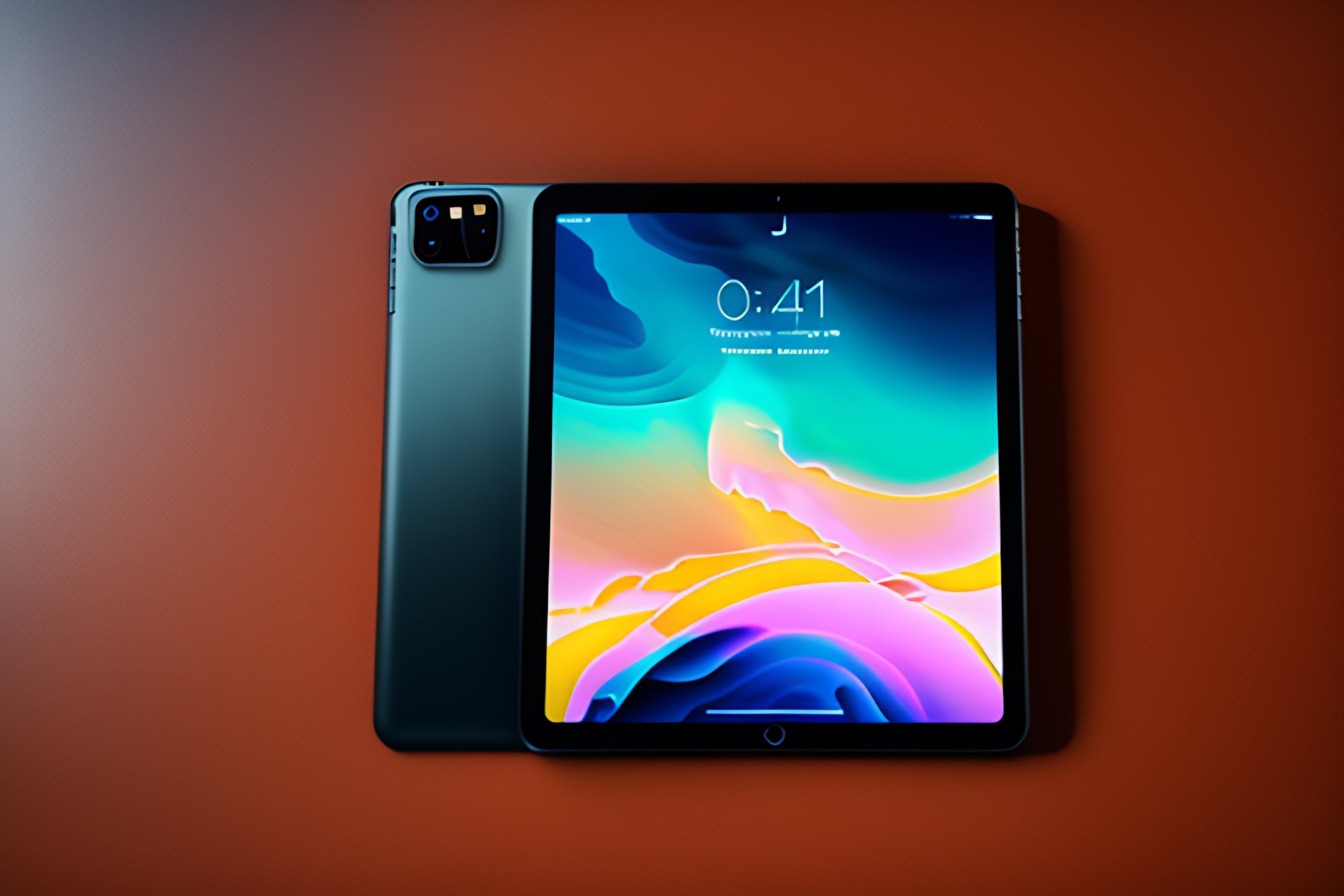 Lexica - Front view, iPad Pro with white screen on white background.