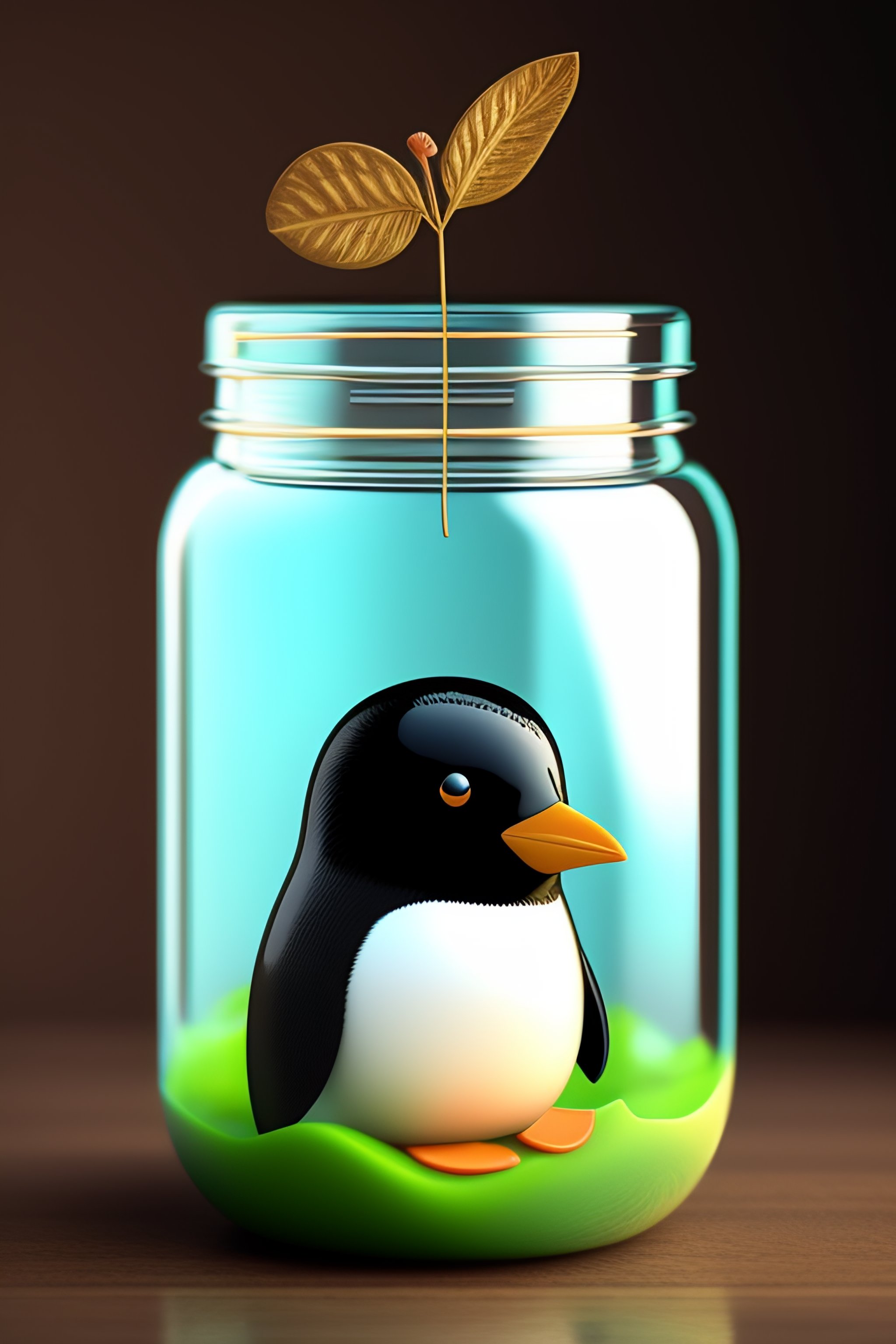 Lexica - Cute penguin in a jar