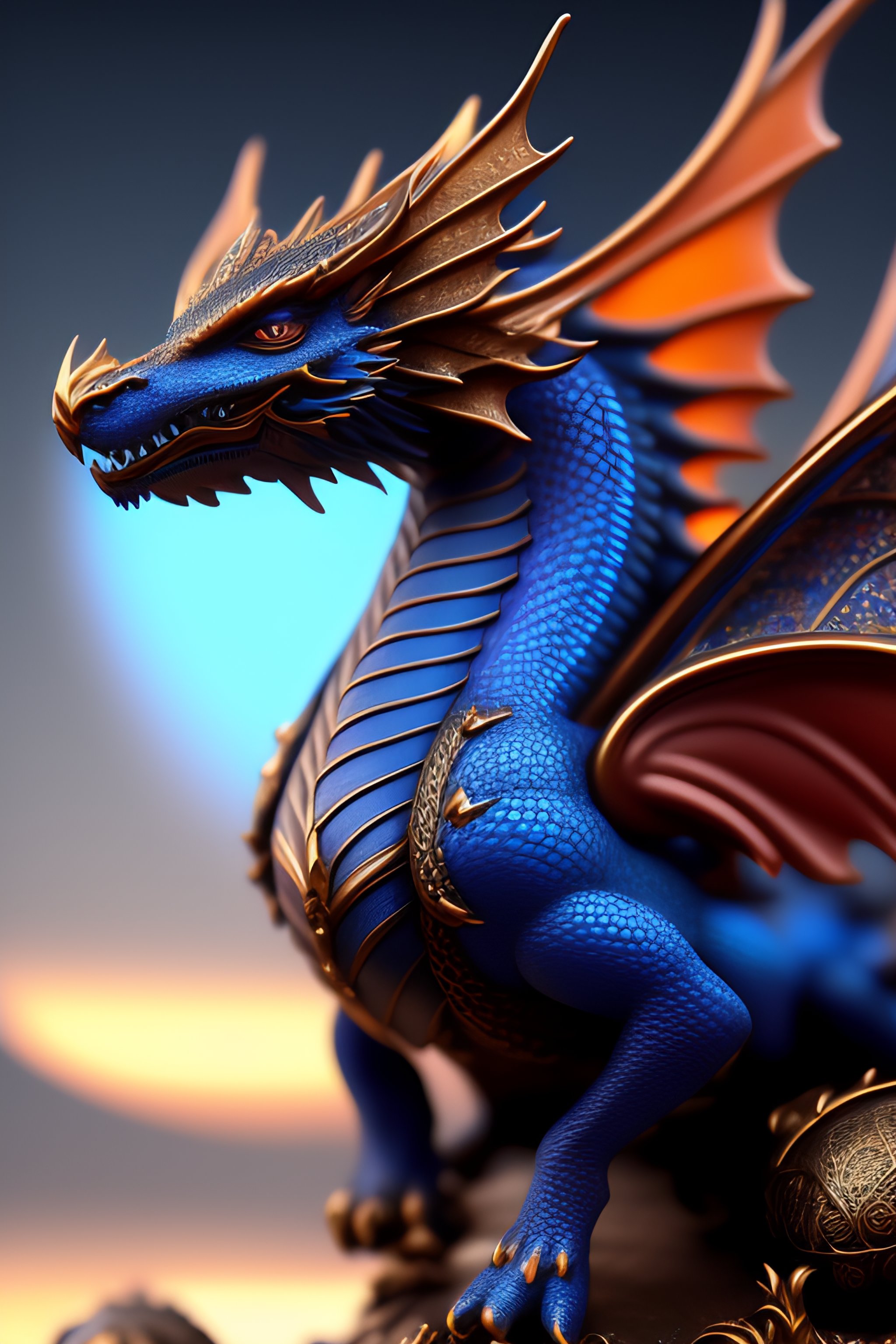 Lexica - A beautiful detailed 3d matte painting of female blue dragon ...