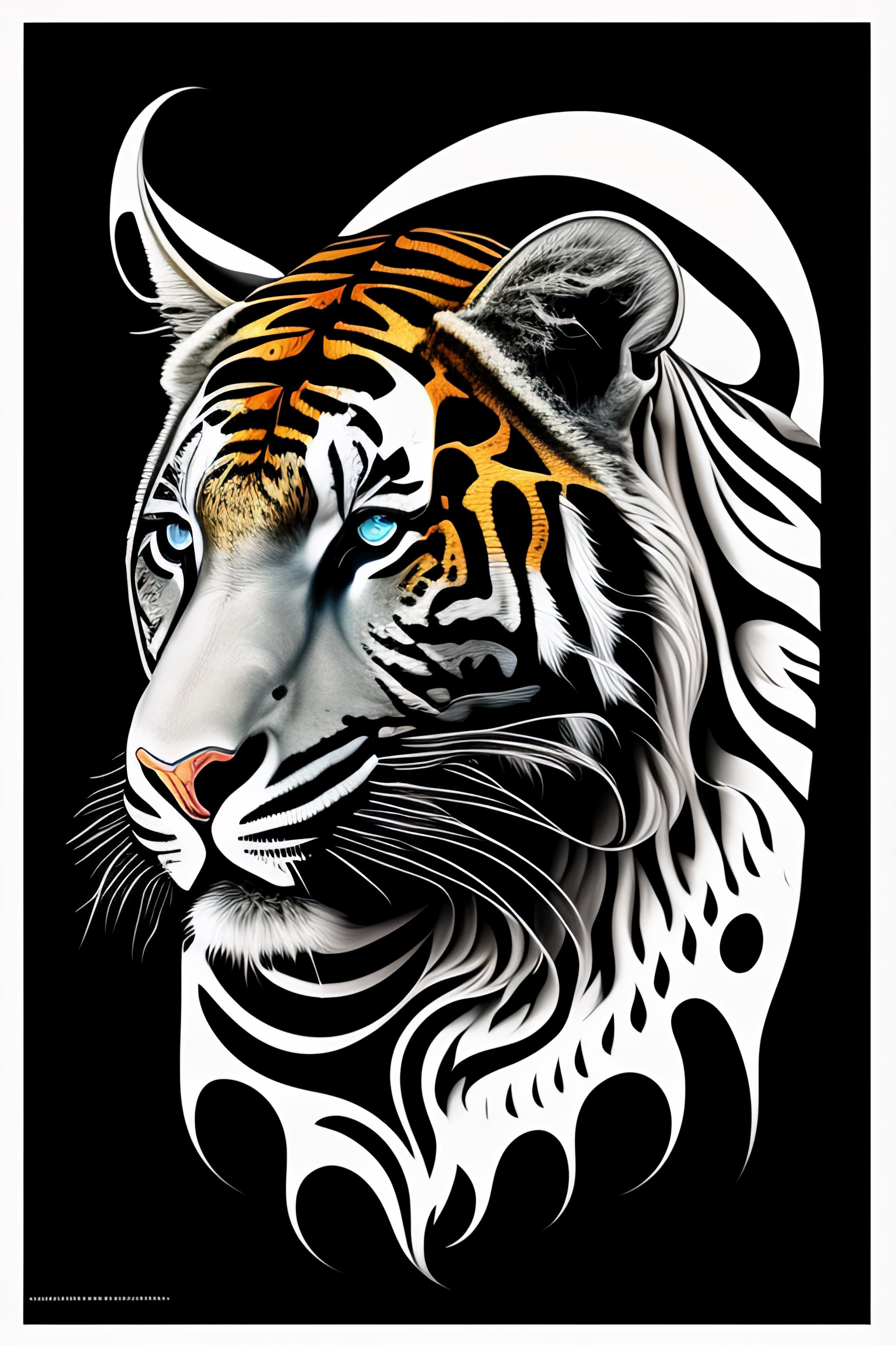 Lexica - Saber tooth tiger skull, black and white, Alex Grey, fractal ...