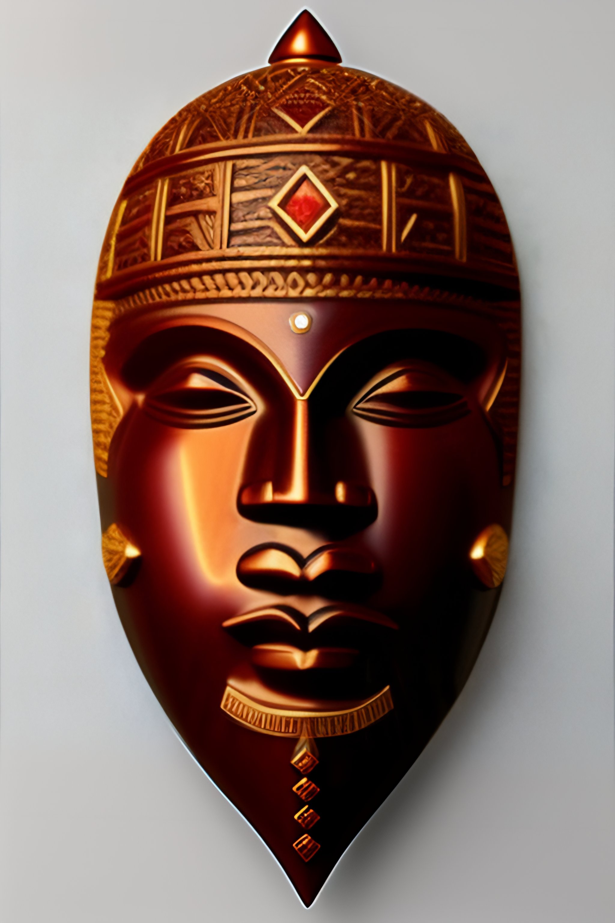 Lexica - Pencil ultradetailed sketch of the necromancer Benin mask, red ...