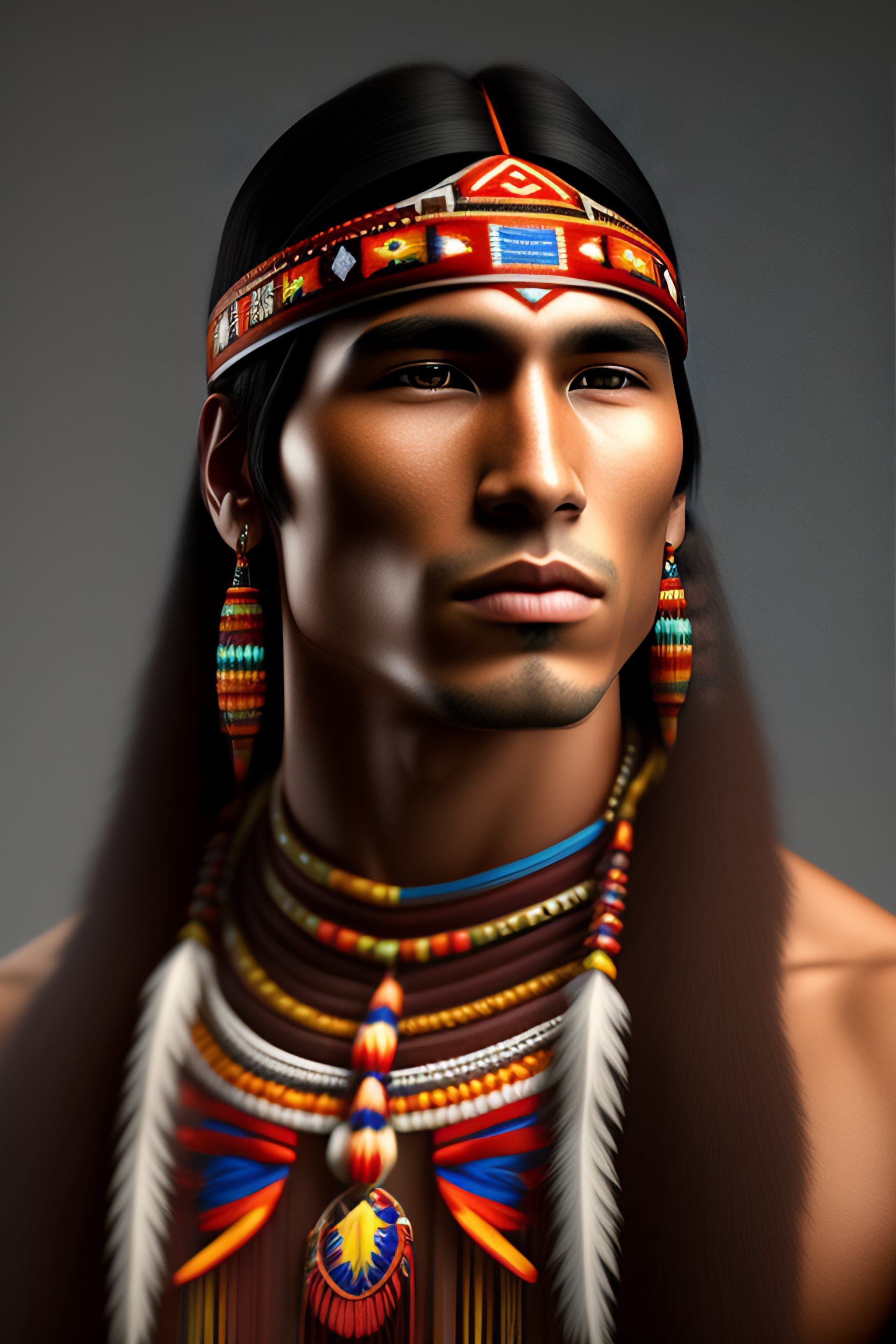 Lexica - Native american young man portrait in 3d digital art change face