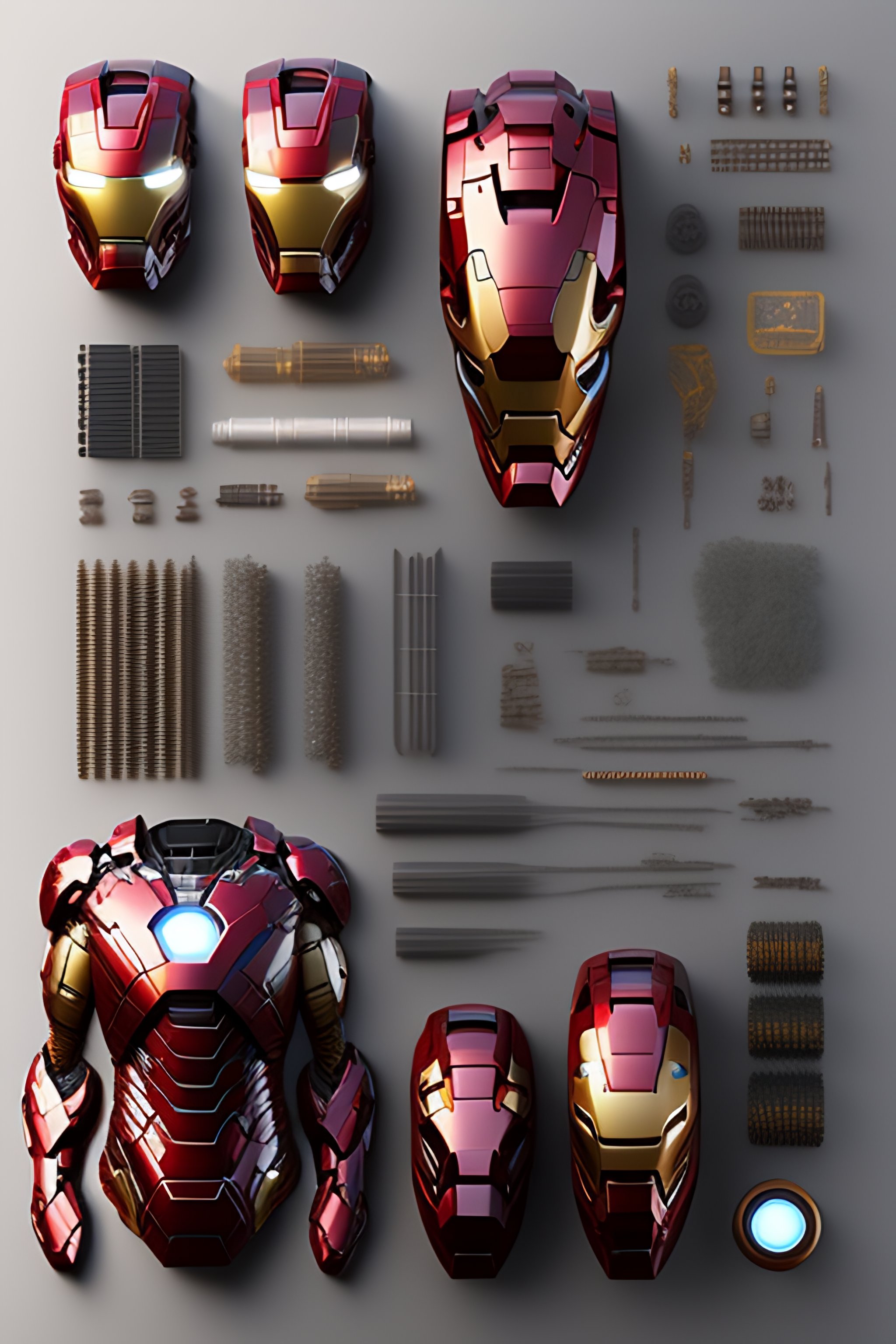 Lexica - Iron man, Costumes and mechanical parts, Knolling, Knolling ...