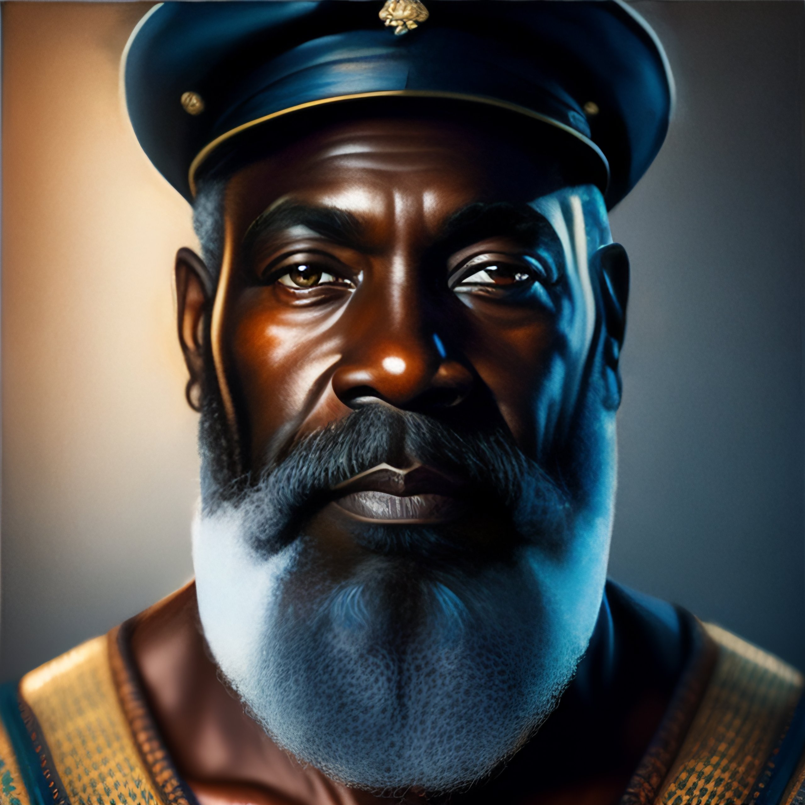 Lexica - Realistic portrait of an old man, black beard, big blue eyes ...