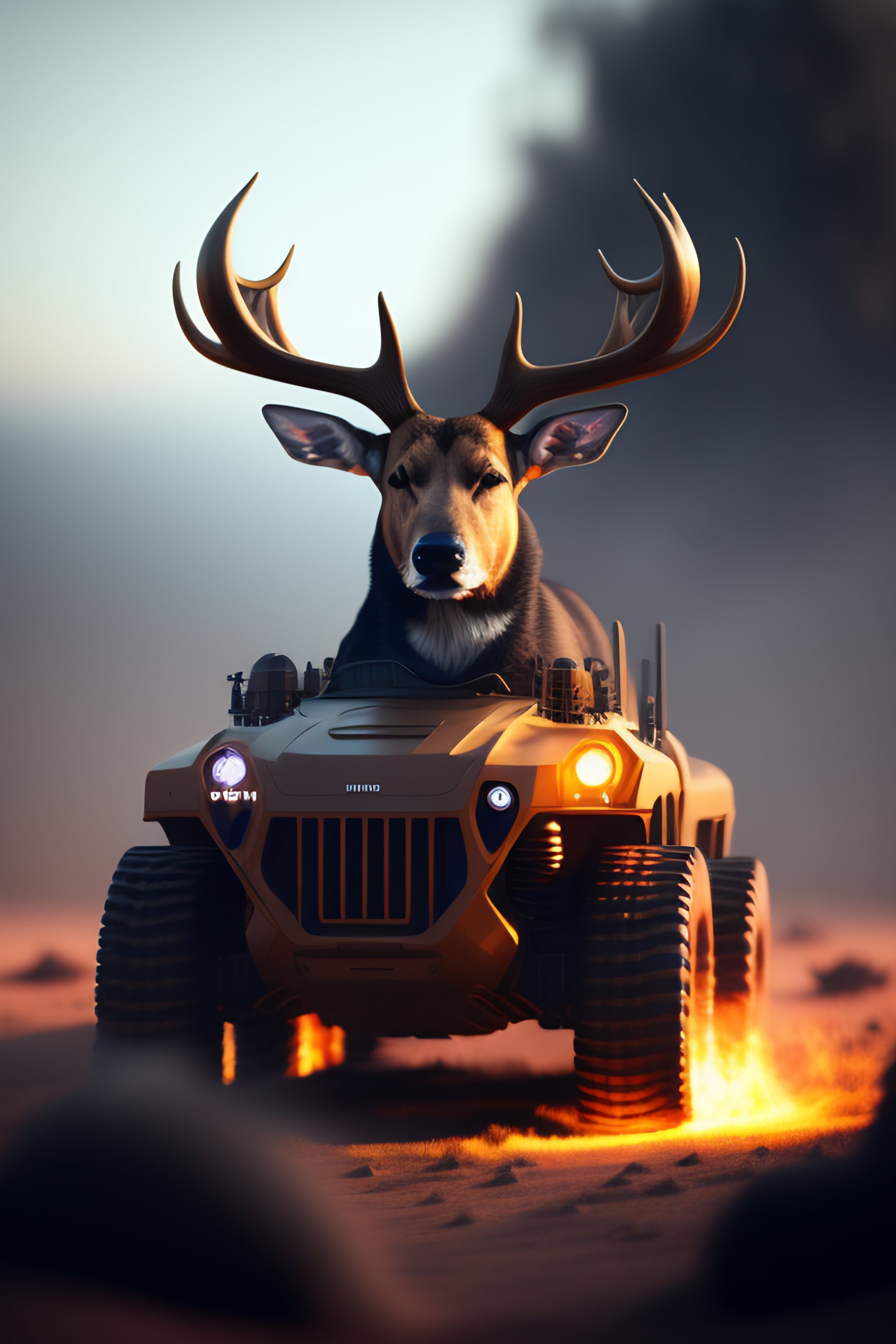Lexica - Teufel hunden imagined with deer antler flames, dramaric ...