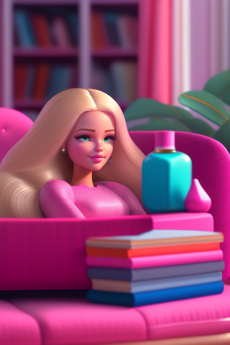 Lexica - Barbie being a Psychologist, sitting in a pink sofa