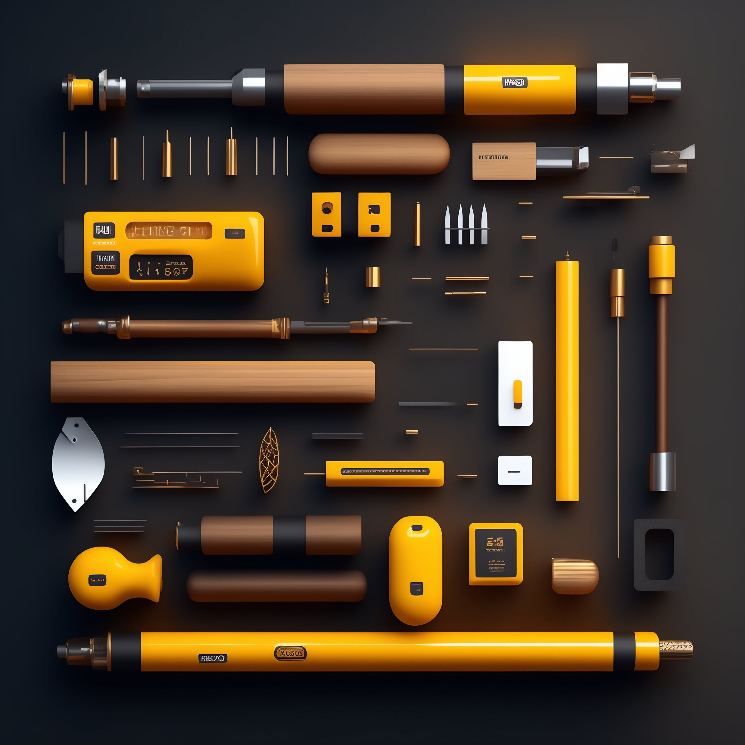 Lexica - Futuristic wood working tools, Costumes and props, Knolling ...