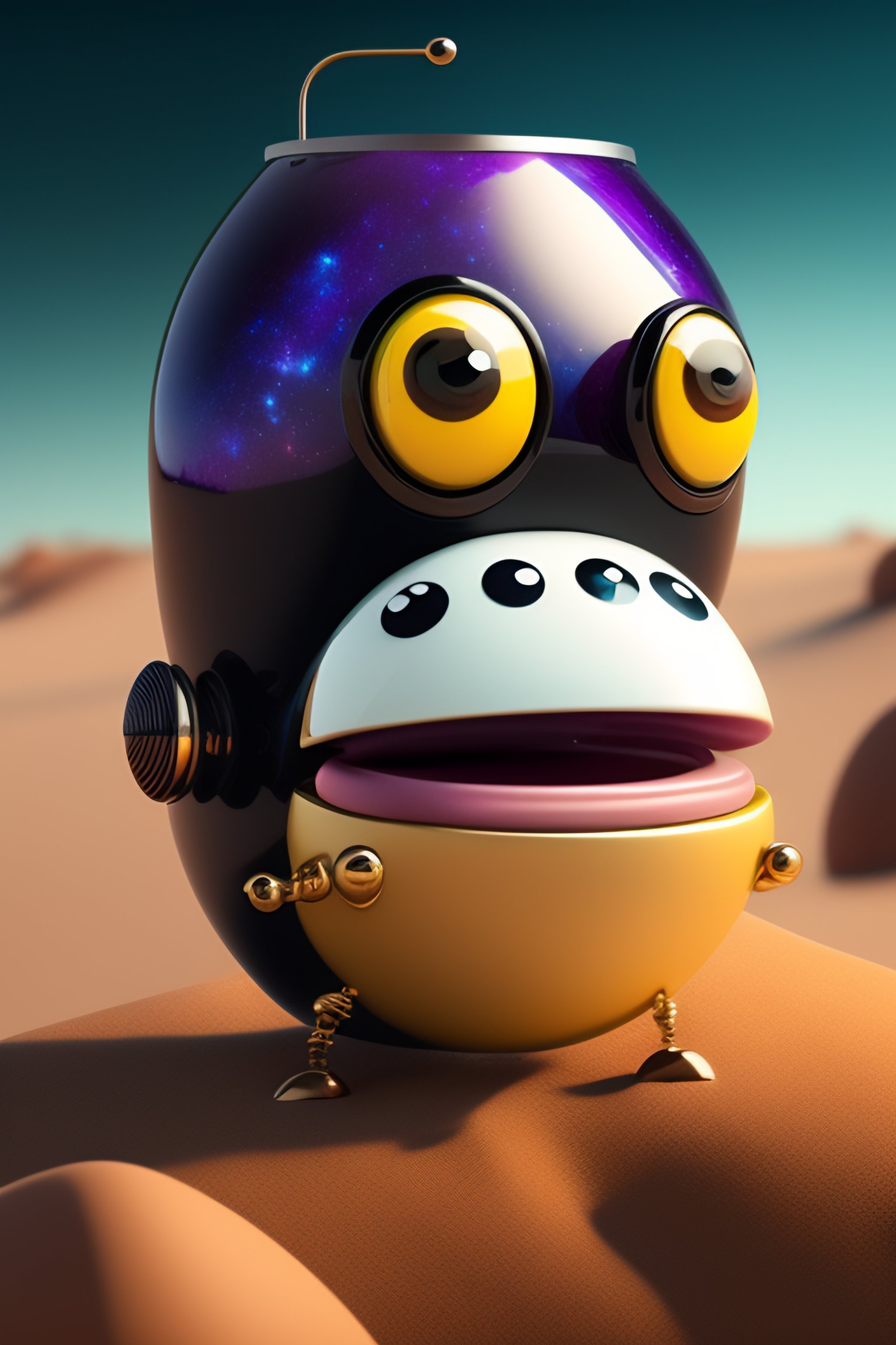 Lexica - Robot mussel with googly eyes, buff, galaxy, the movie