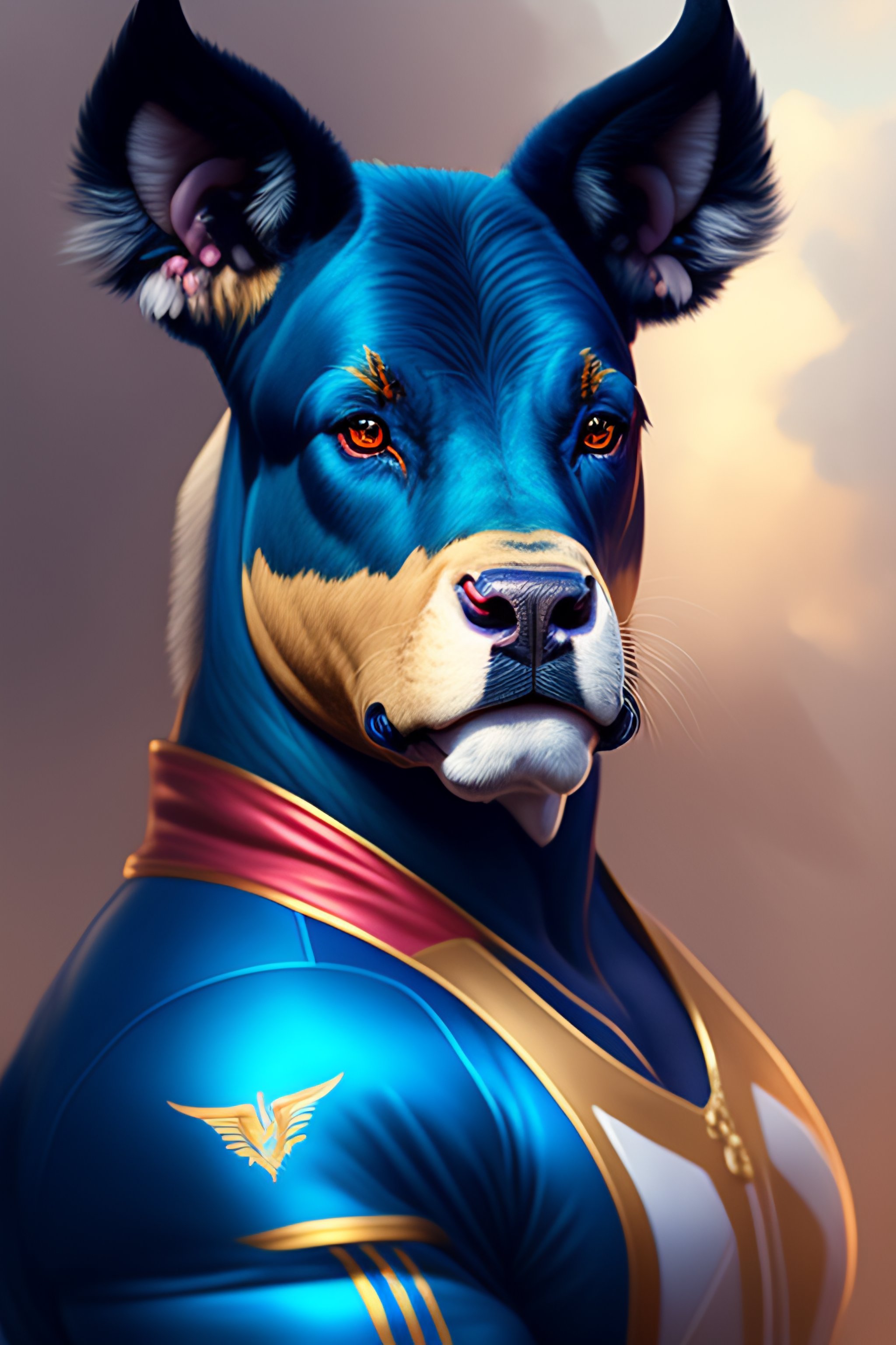 Lexica - A award winnimg commission portrait of a fit anthro bull ...