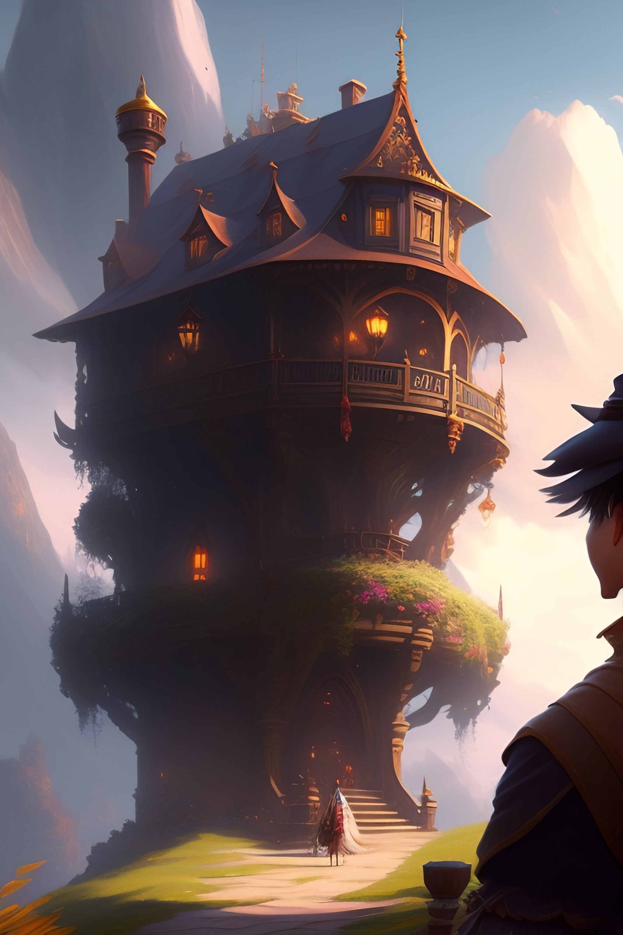 Lexica - A moving library, by greg rutkowski e thomas kinkade, fantasy ...