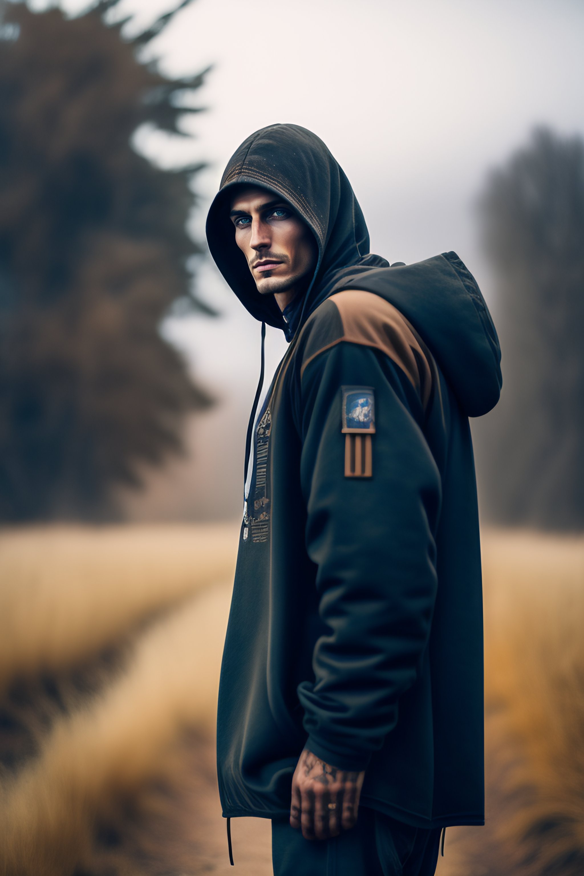 Lexica - Vertical film shot, junkie guy, wearing a hooded sweatshirt on ...