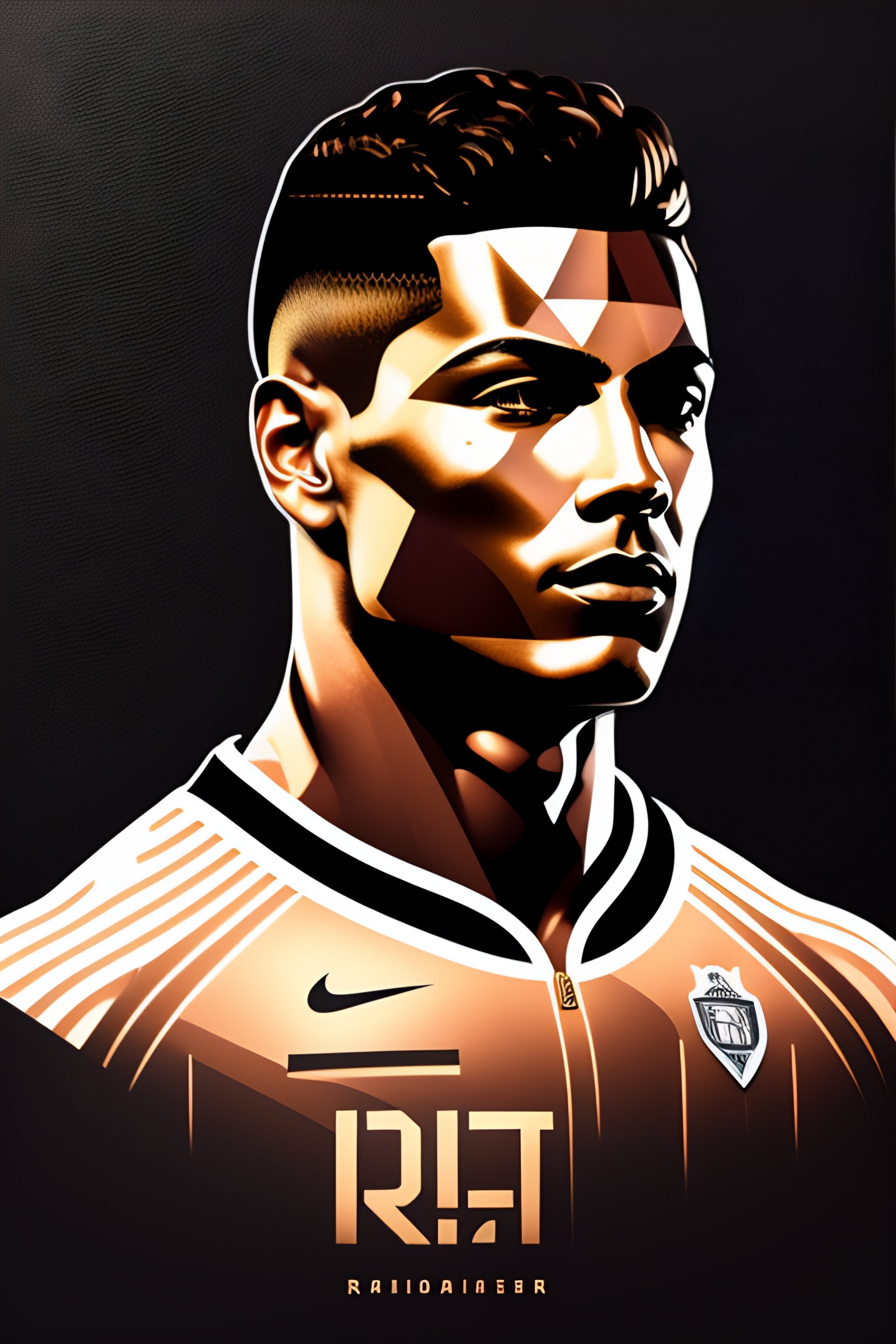 Lexica - Create a carved vector of ronaldo with black face and rosegold ...