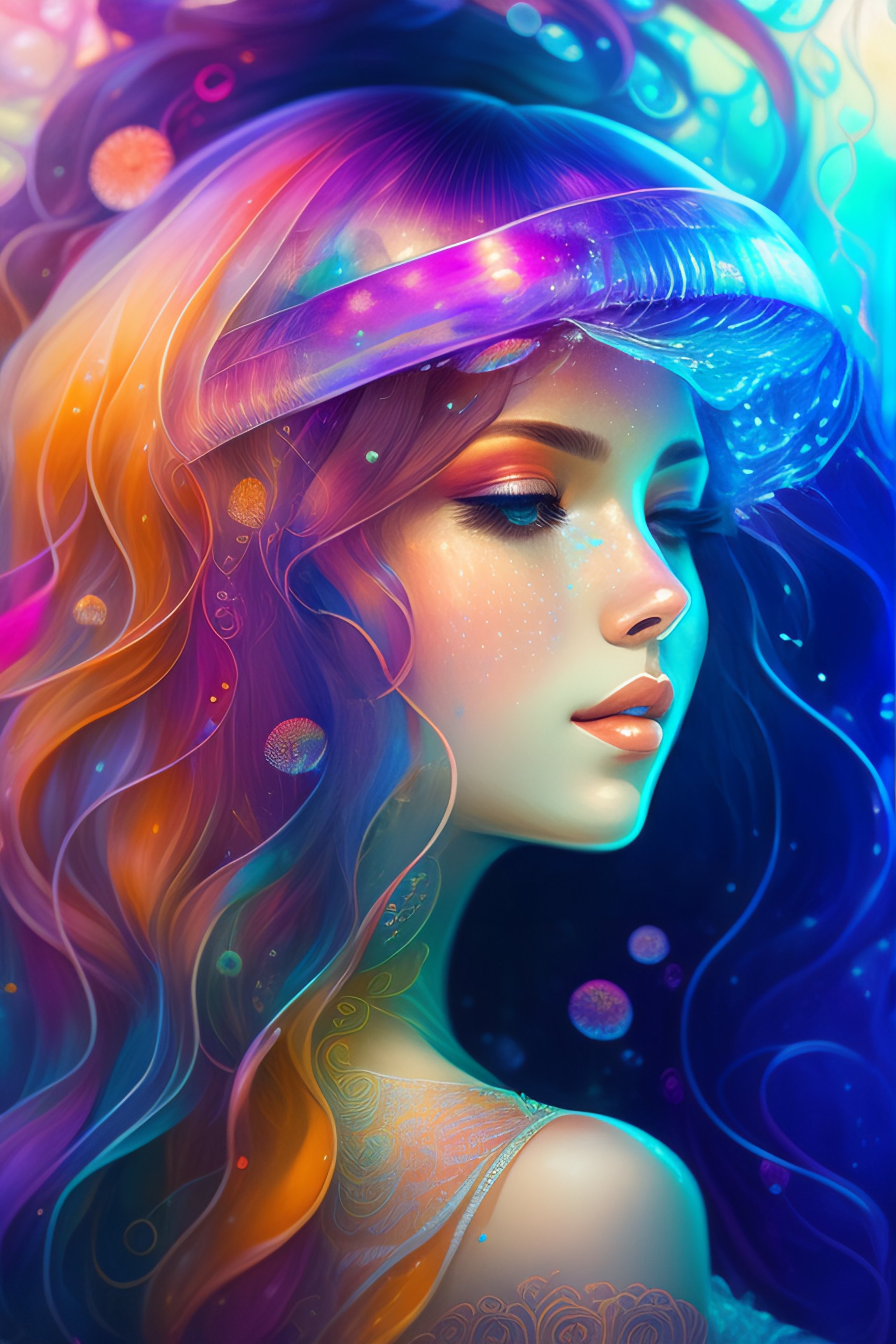 Lexica - A beautiful portrait of jellyfish girl in a cylindrical ...