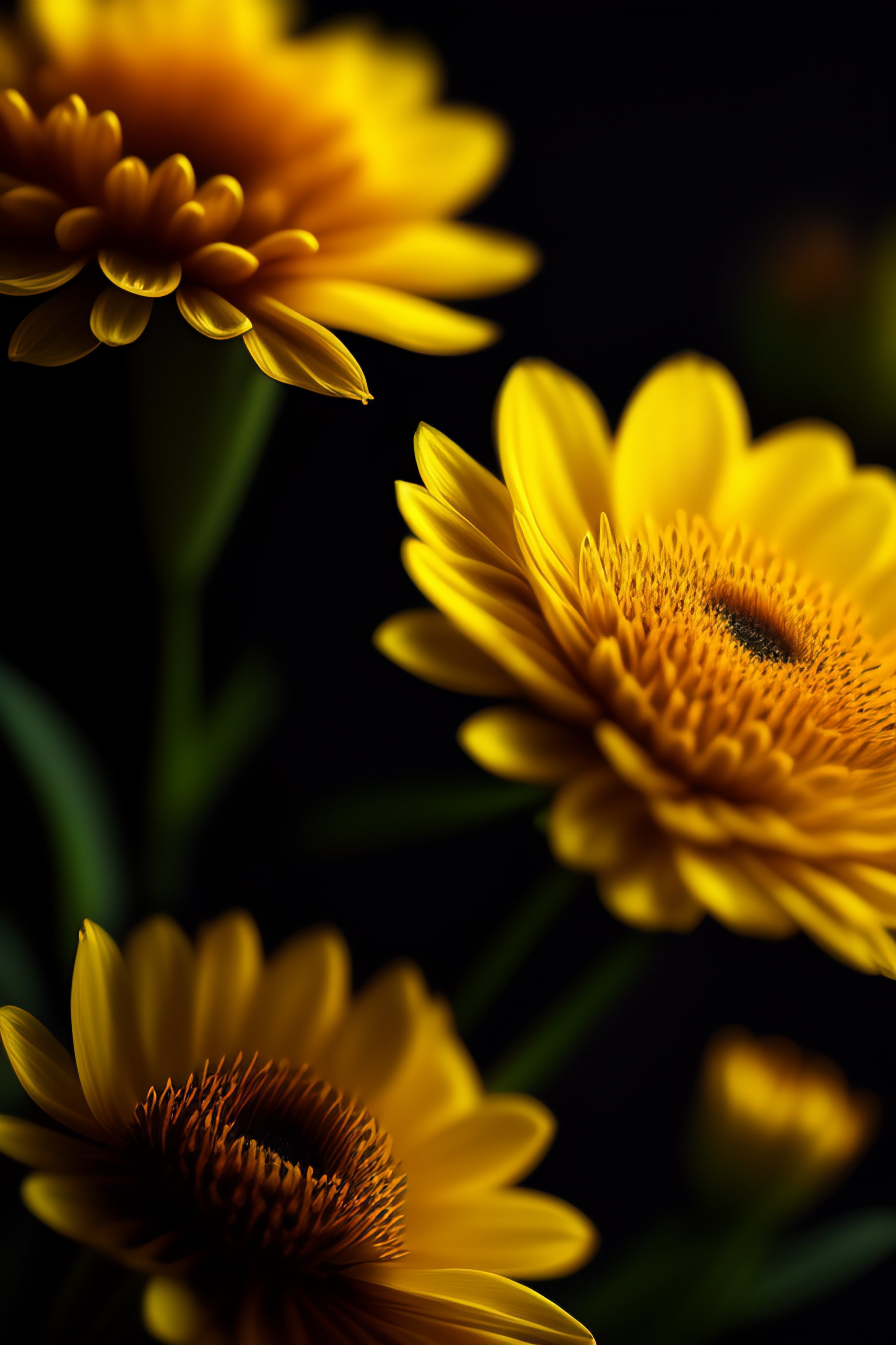 Lexica - Flower-power, trending on artstation”, yellow-black, diffused light, realism, dynamic ...