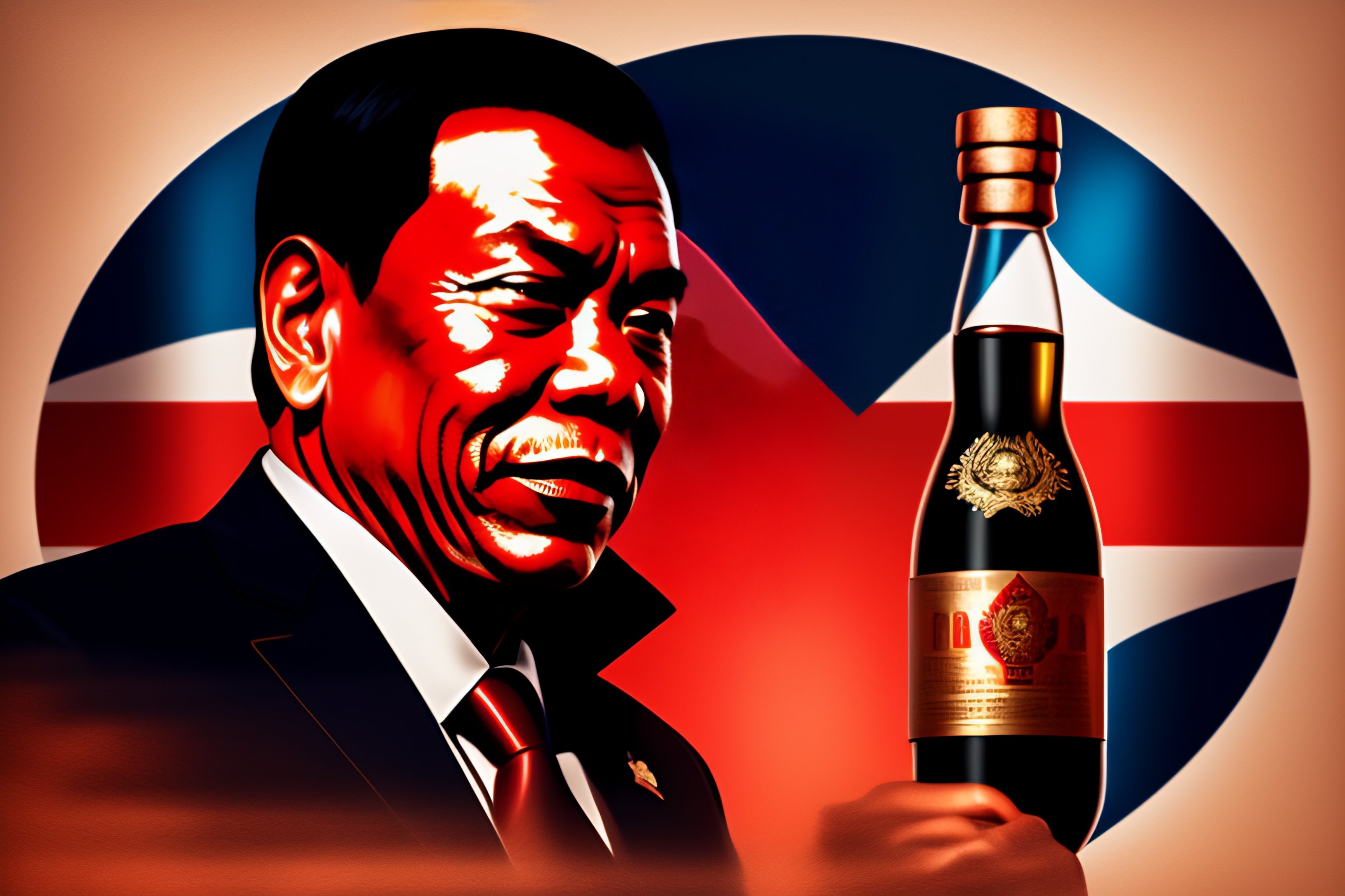 Lexica - Rodrigo duterte holding a gun and whisky with a background of ...