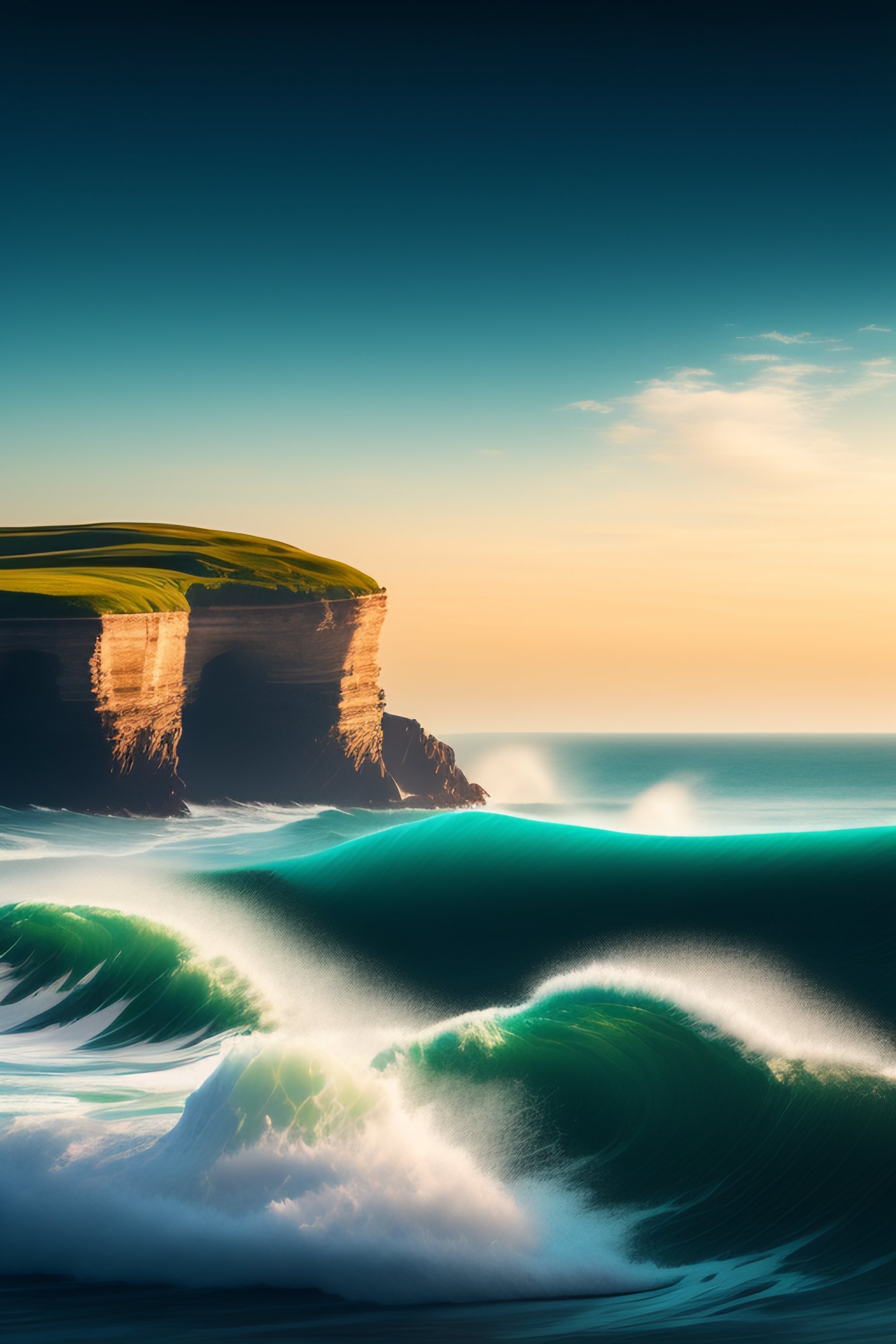 Lexica - Sea scene with waves and cliffs, modern art