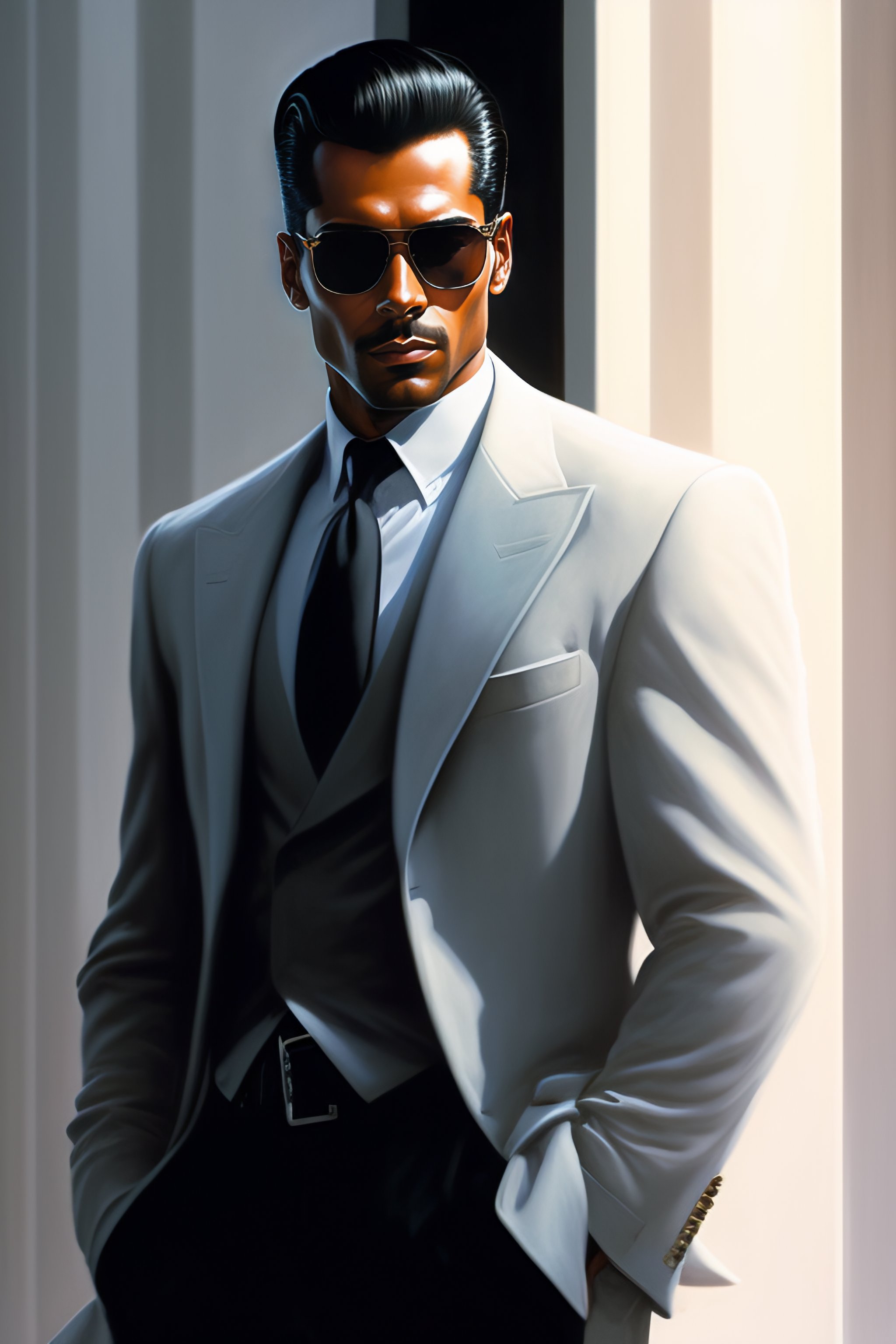 Lexica - Highly detailed full body of a man, , slick back hair wearing ...