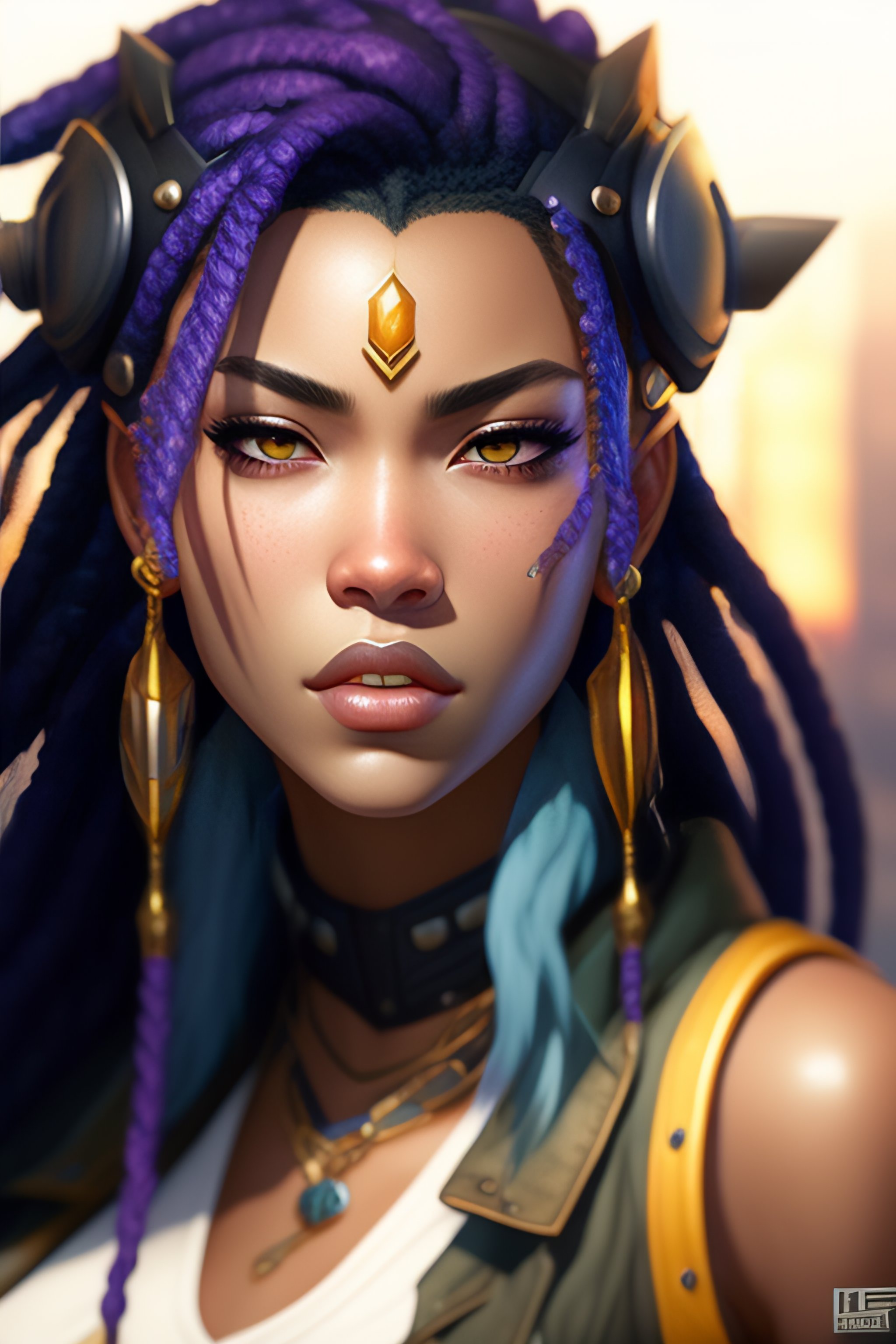 Lexica - Portrait jinx from league of legends braids grunge punk sharp ...