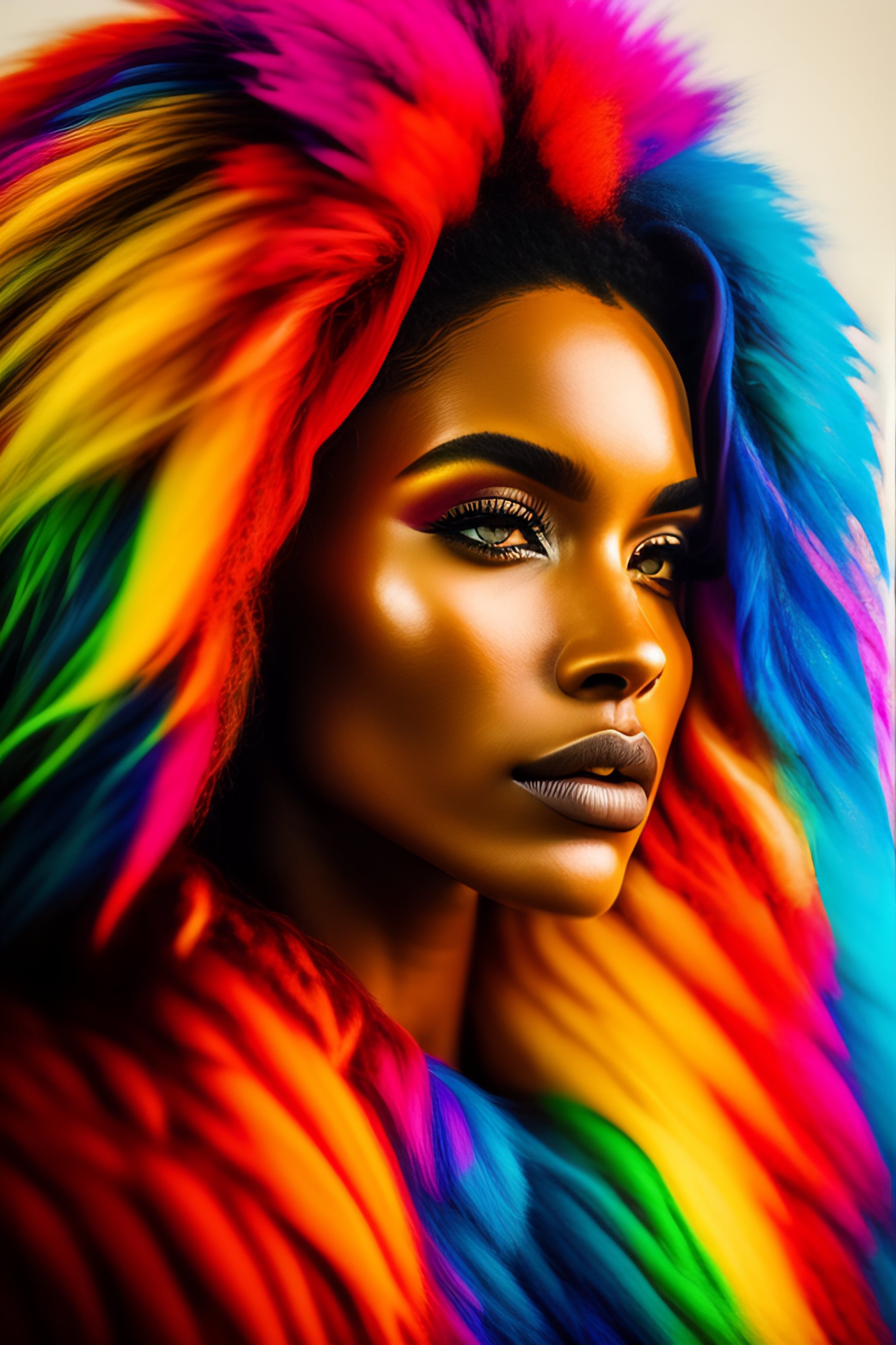 Lexica - Close up color splash photo of a human and lion mix face, soft ...